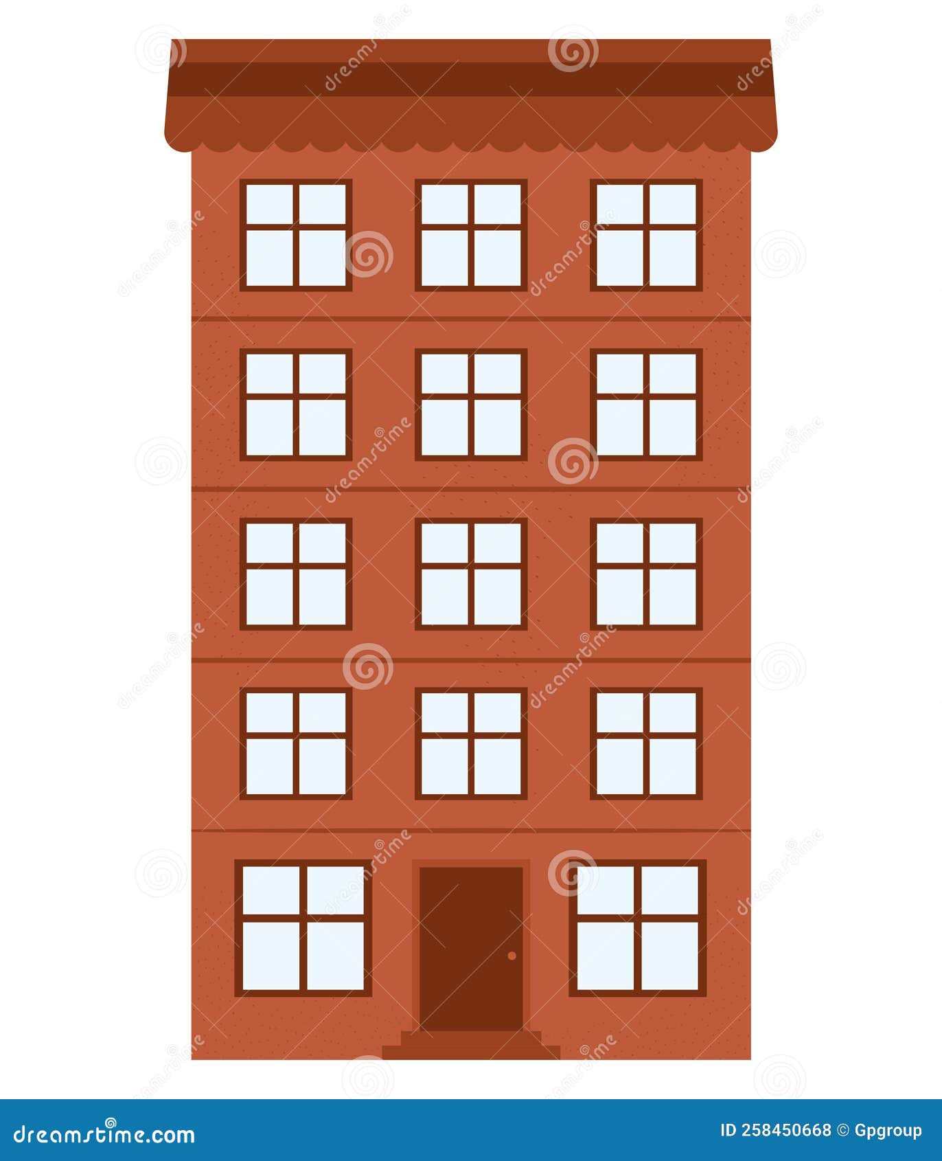 Flat red building stock vector. Illustration of urban - 258450668
