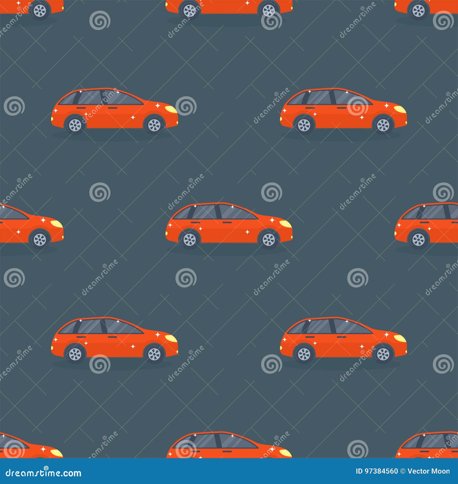 Flat Red Car Vehicle Type Design Sedan Seamless Pattern Vector Generic ...
