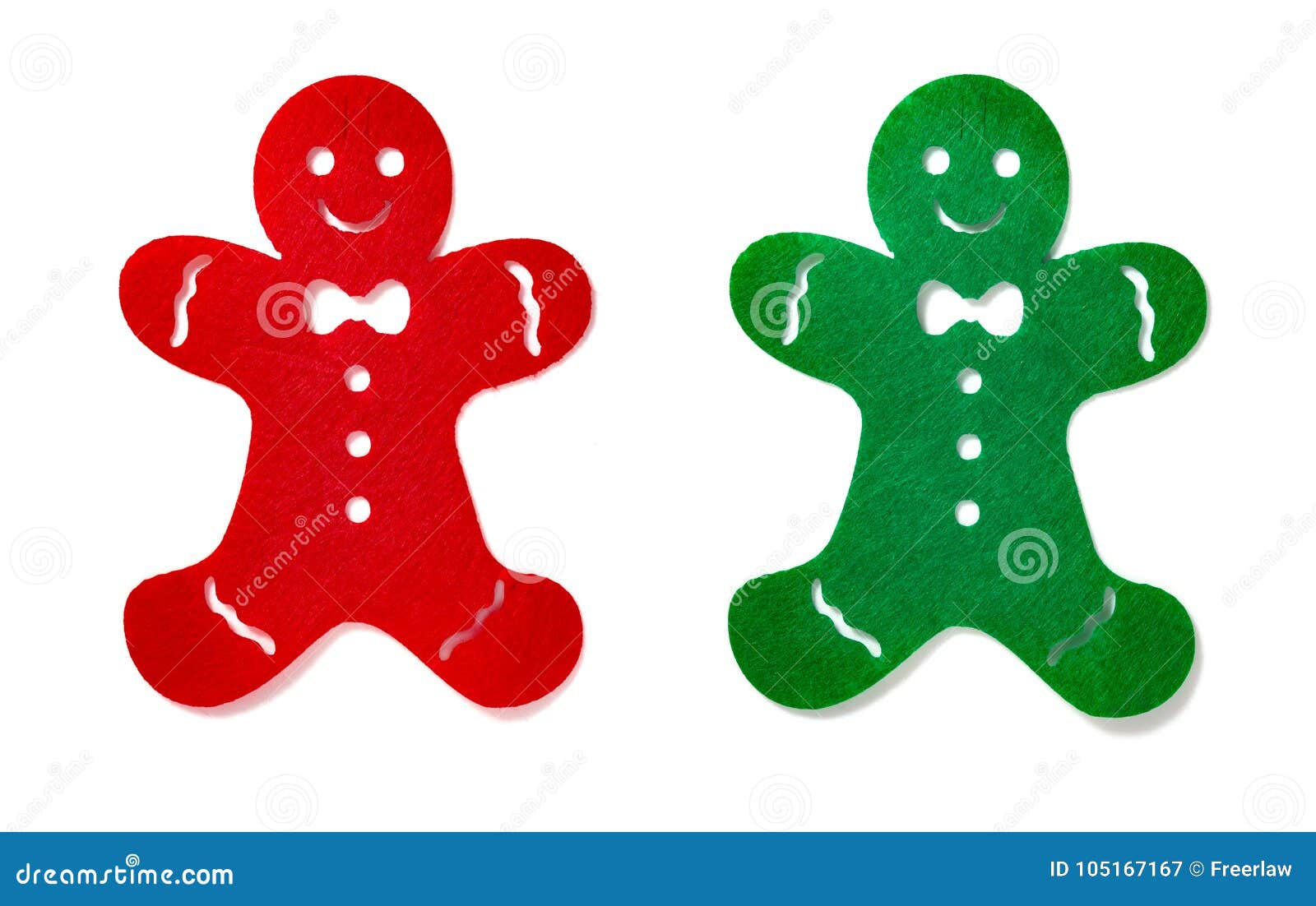 Flat Red And Green Gingerbread Men On White Background Stock Image ...