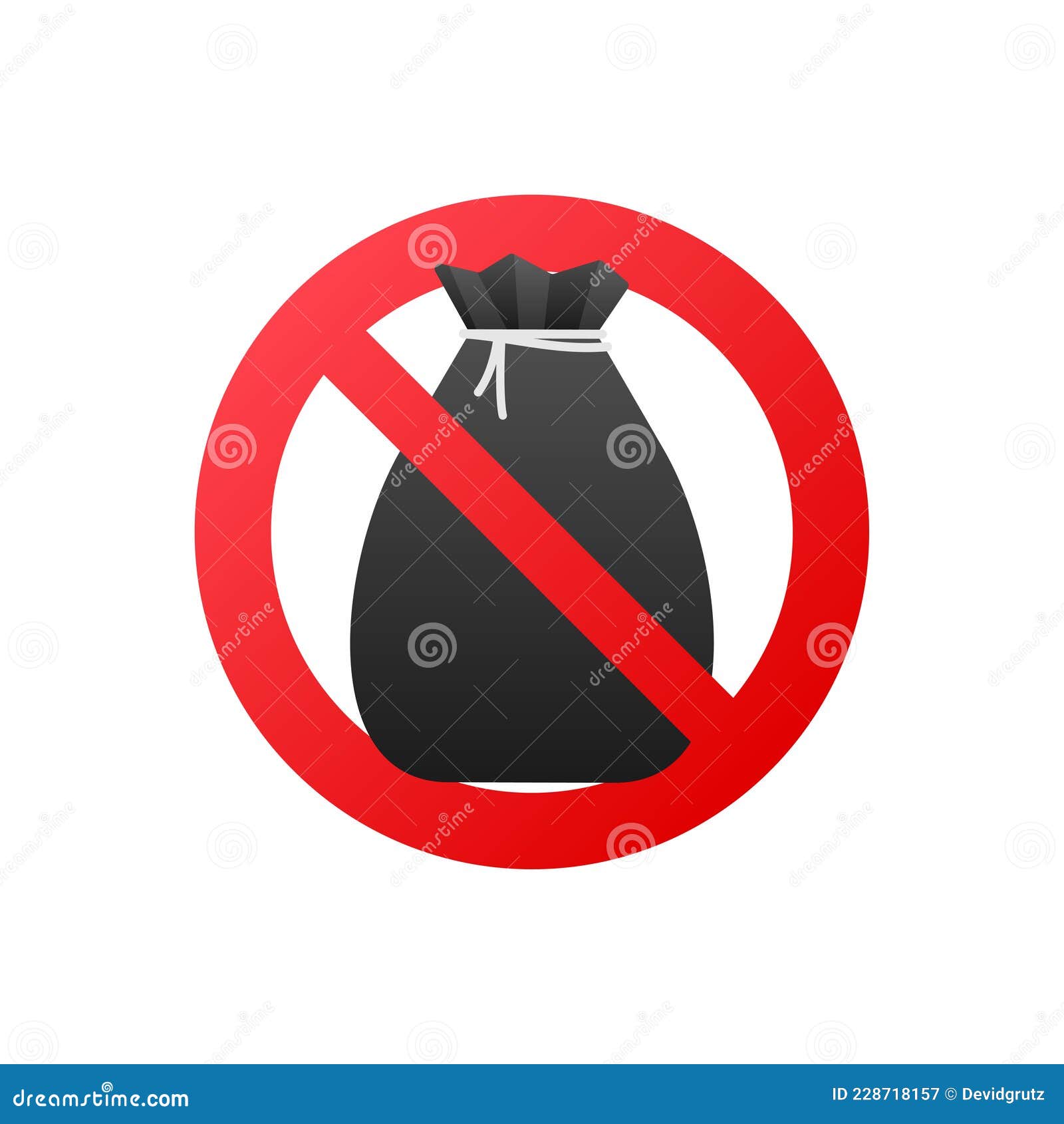 Flat Red Icon No Garbage. Flat Vector Illustration. Vector Icon. Stock ...