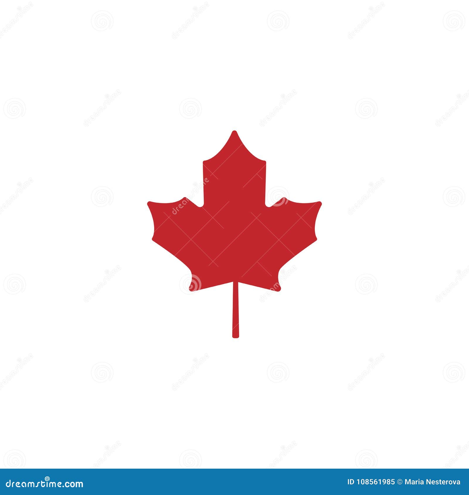 Flat Red Maple Leaf with Little Stem. Vector Icon. Isolated on White ...