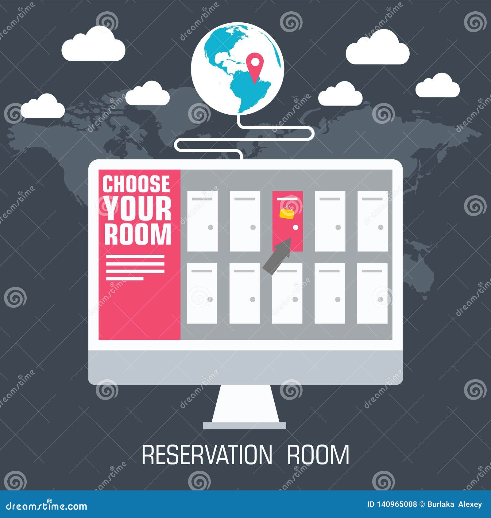 Flat Reservation Room Background Design Concept. Vector Illustration ...