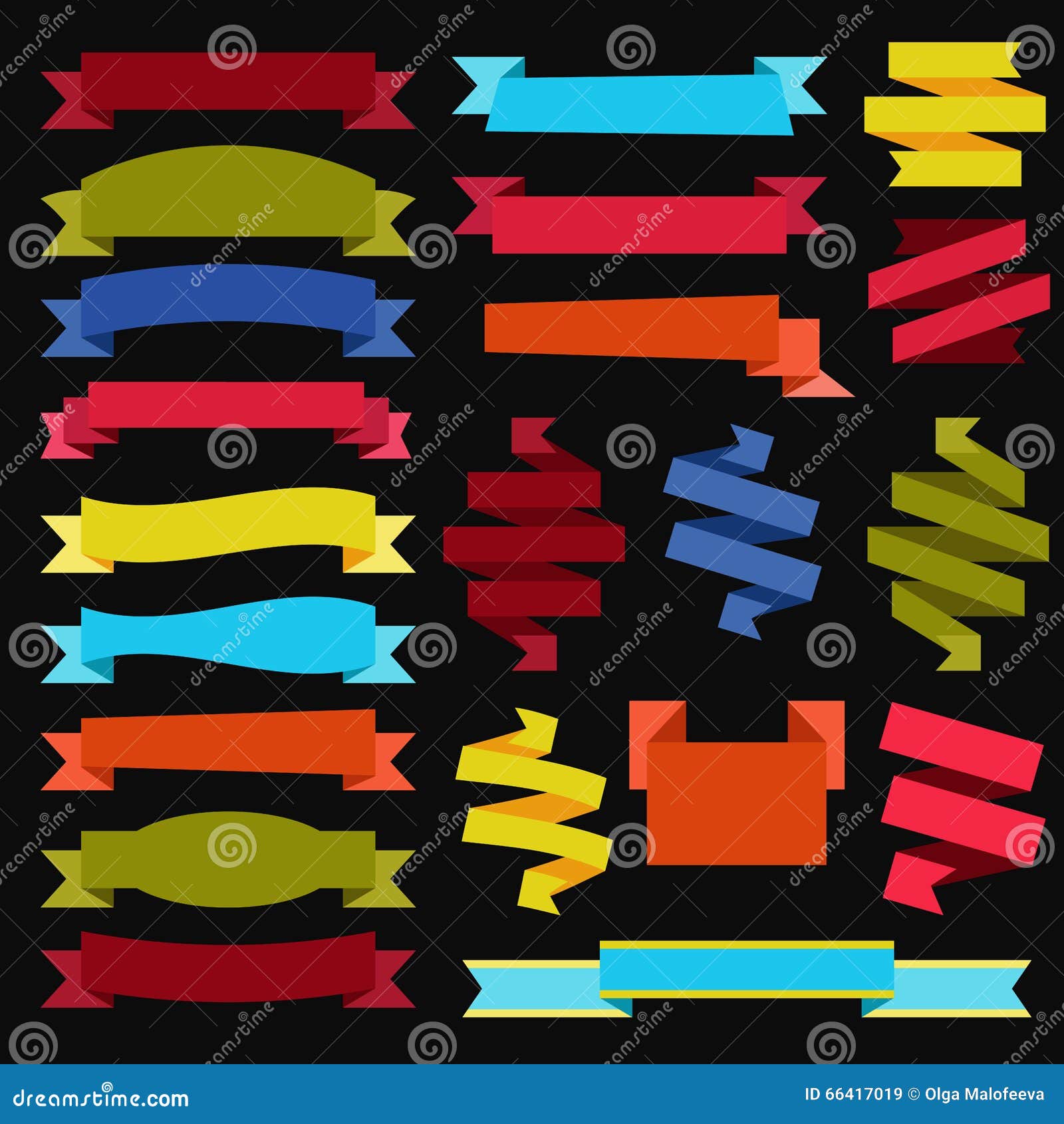 Flat ribbons collection stock vector. Illustration of blue - 66417019