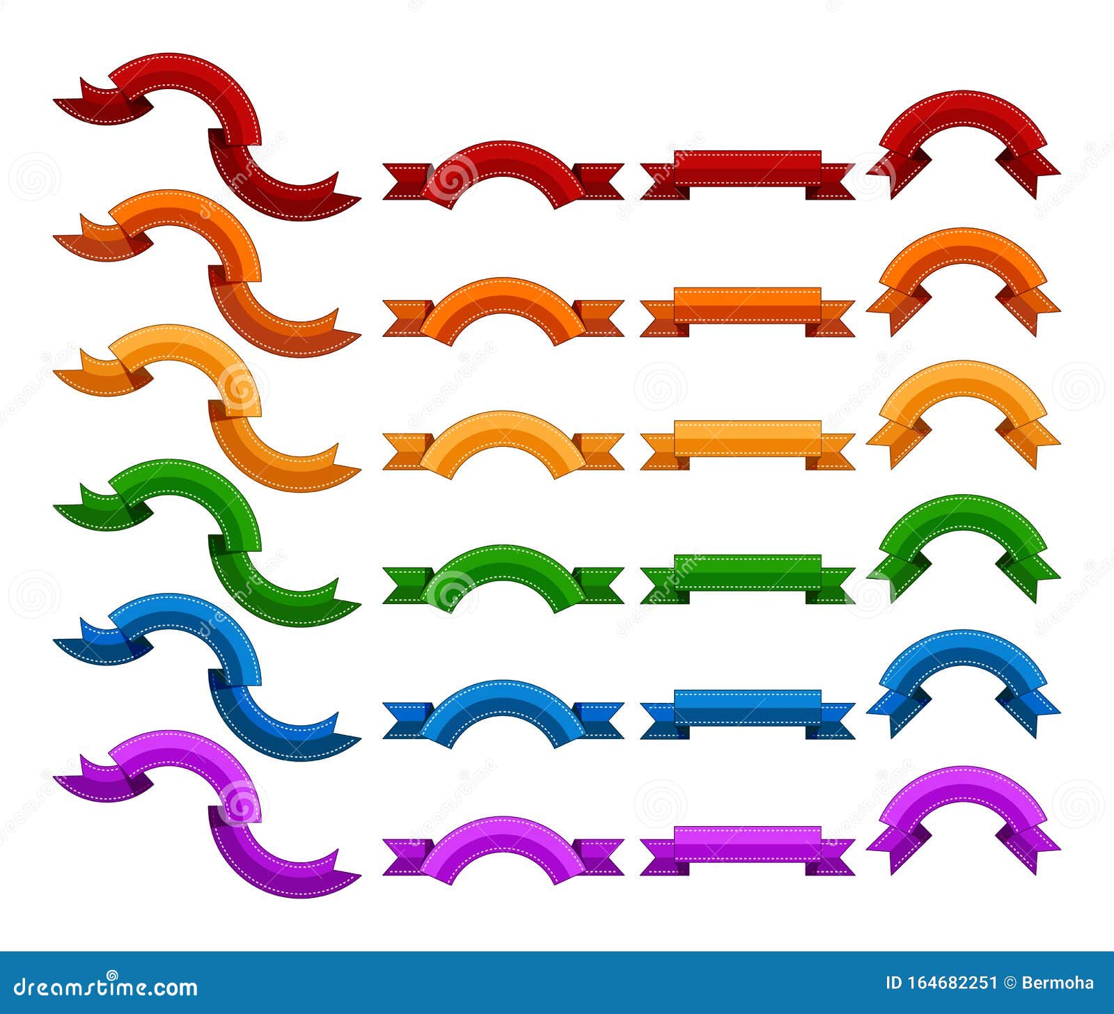 Flat Ribbons. Flat Design of Stitched Ribbons Stock Illustration ...