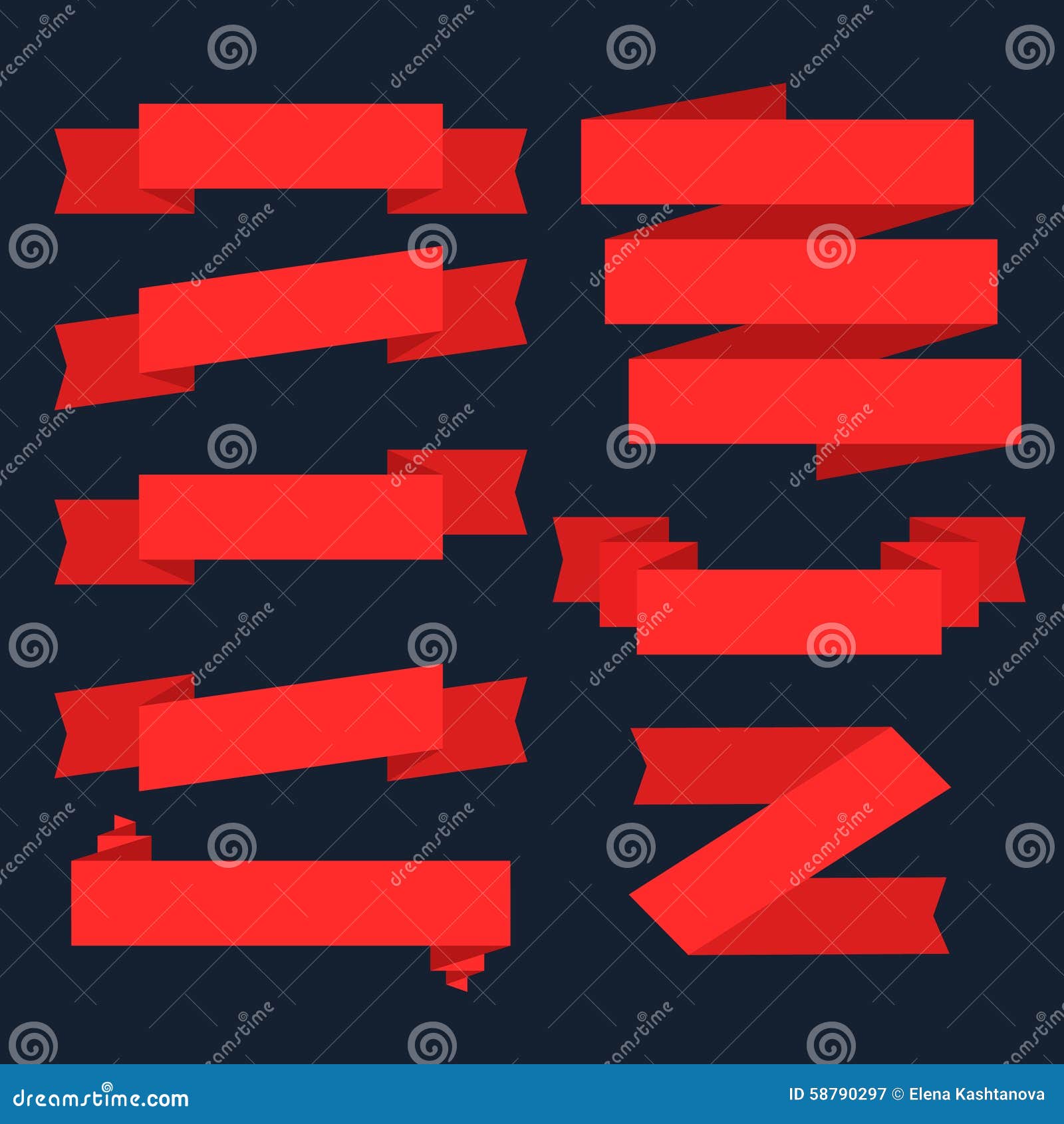 Flat ribbons set. stock vector. Illustration of label - 58790297