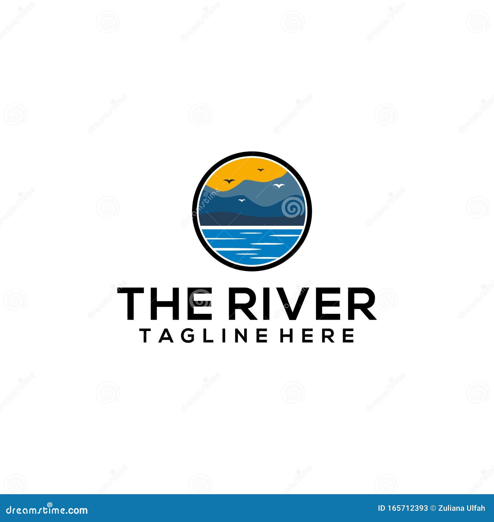 Flat RIver Logo Design Stock Image Stock Illustration - Illustration of ...