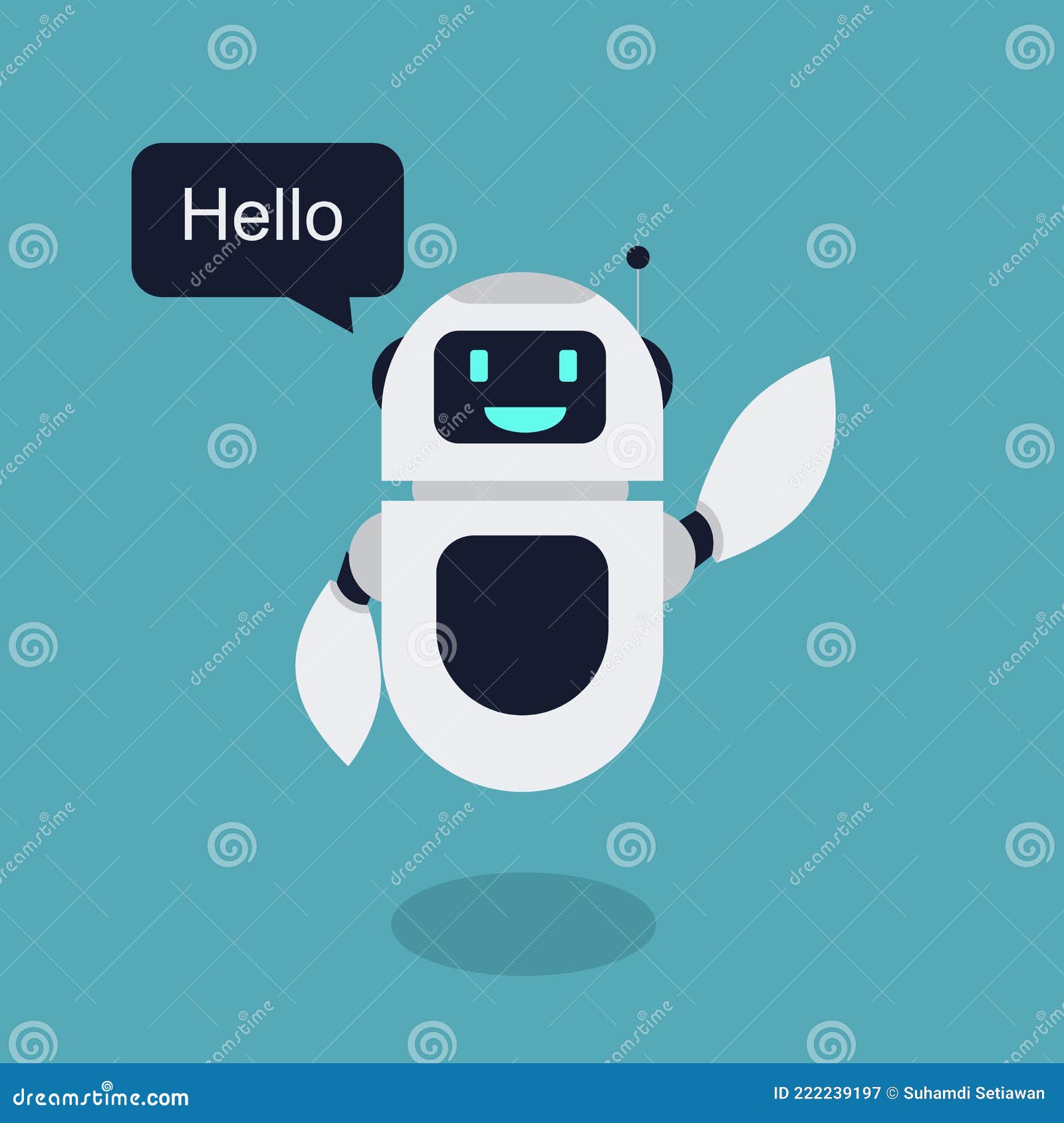 Flat Robot Says Hello Illustration Mascot Vector Stock Vector ...