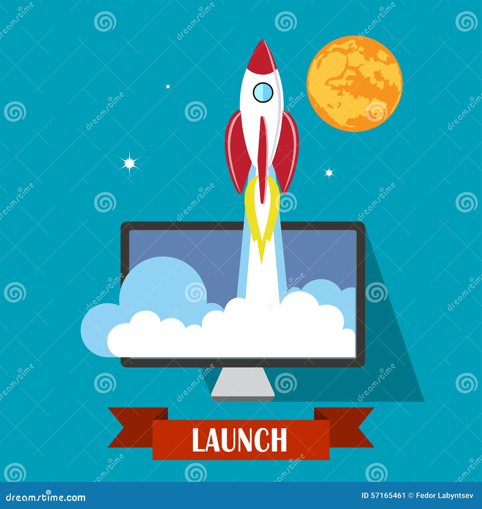 Flat Rocket Icon. Concept of New Business Project and Launch Stock ...