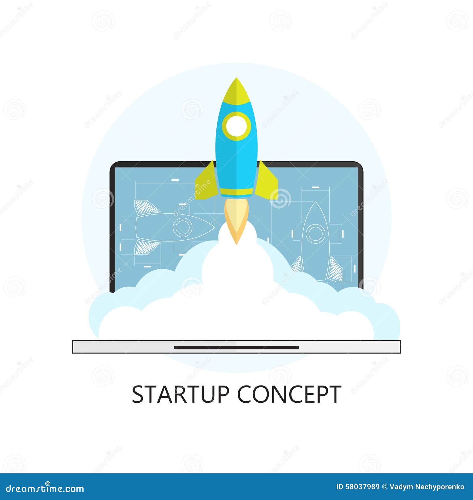 Flat Rocket Icon. Startup Concept. Project Development Stock Vector ...