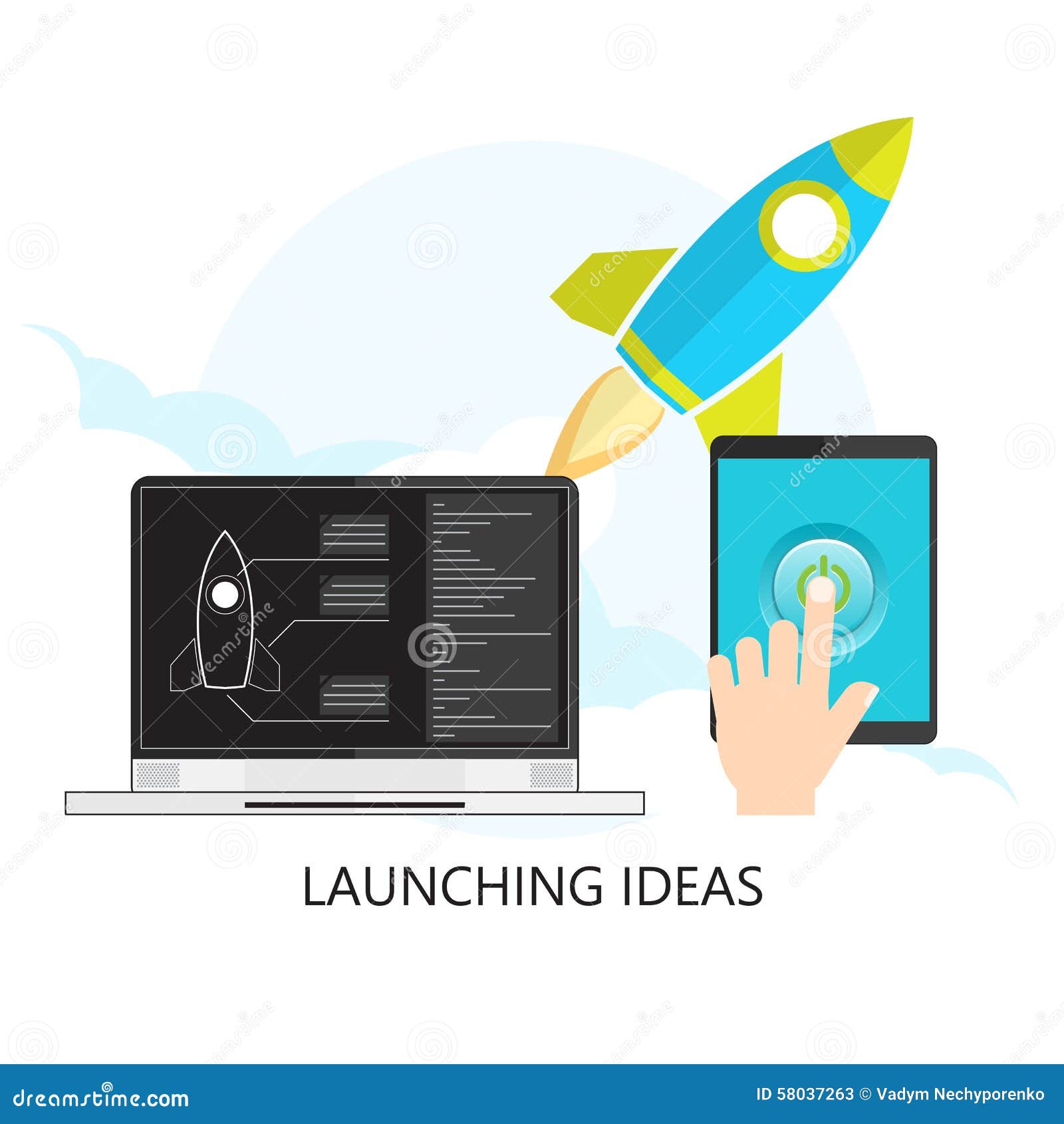 Flat Rocket Icon. Startup Concept. Project Development Stock Vector ...