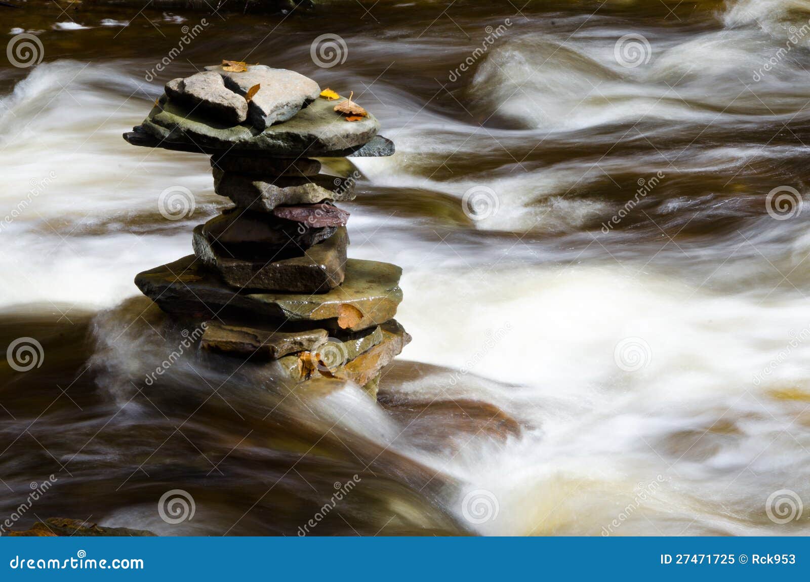 Flat Rocks Stacked in a River Stock Image - Image of water, cascade ...