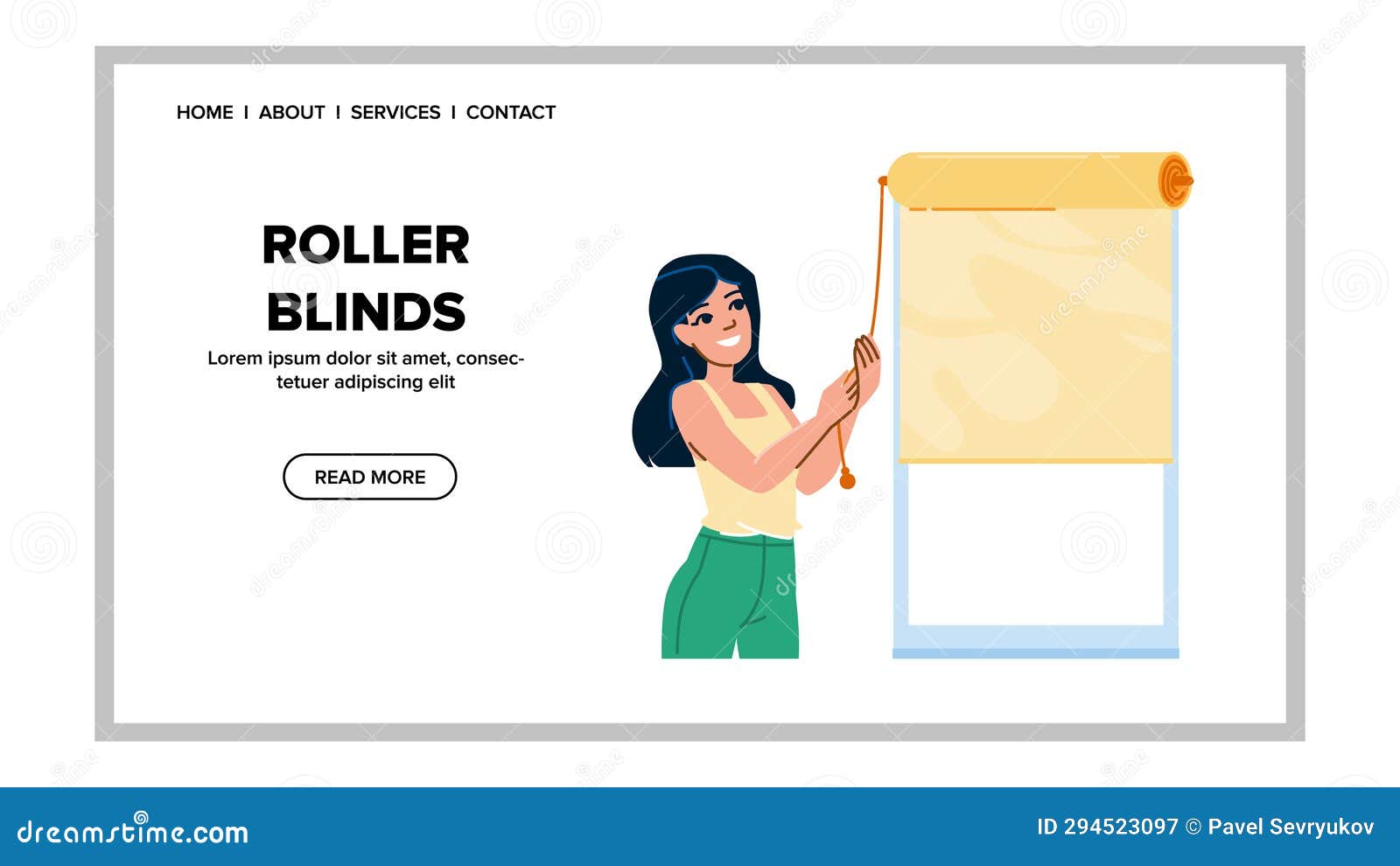 Flat roller blinds vector stock illustration. Illustration of modern ...