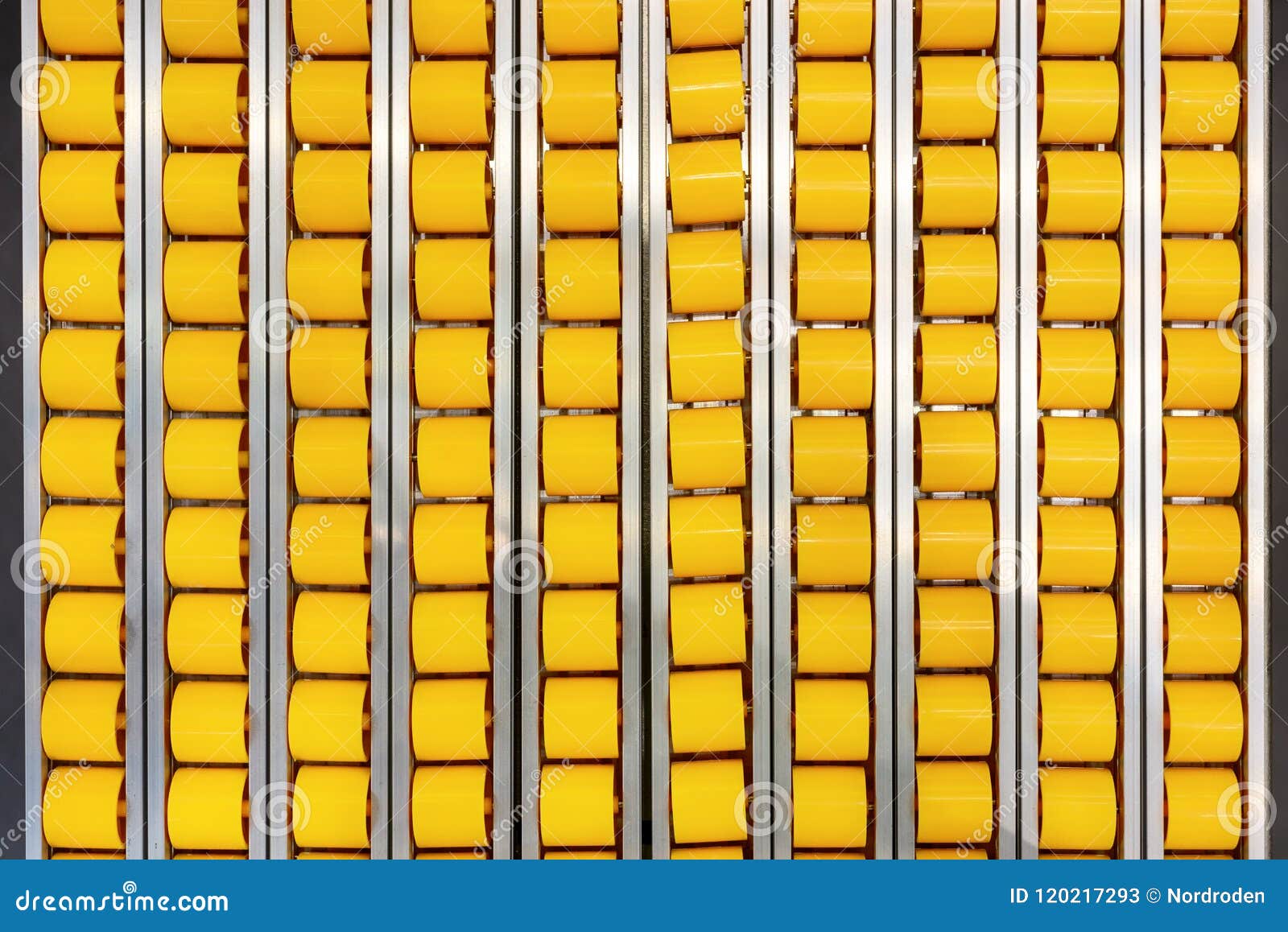 Flat Roller Table. Roller Conveyor Close-up Stock Image - Image of ...