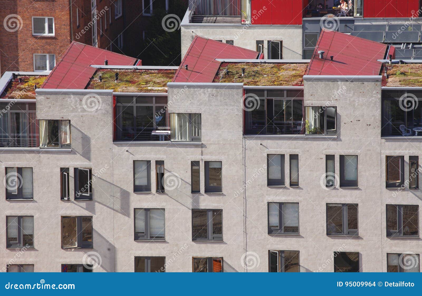 Flat roof, house, windows stock photo. Image of windows - 95009964