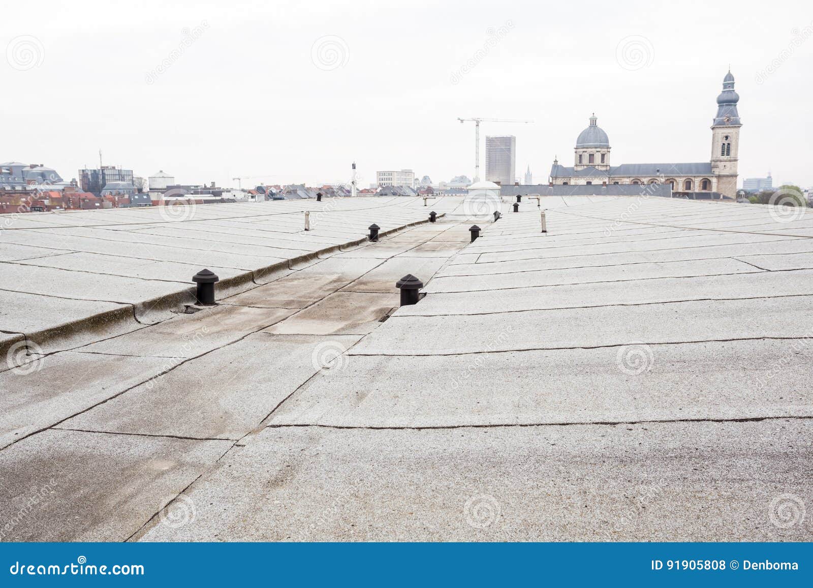 Flat roof with roofing stock photo. Image of industry - 91905808