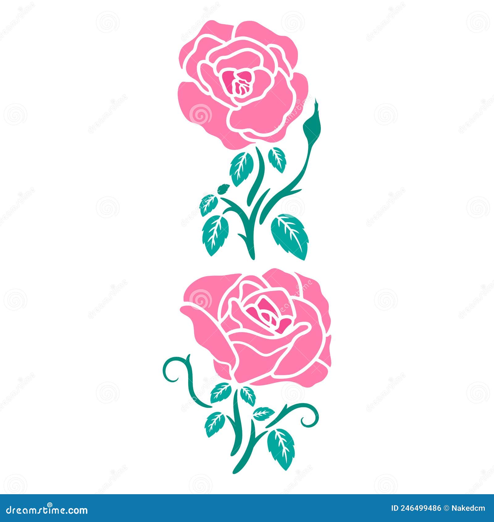 Flat Rose Flower Decoration Vector Stock Vector - Illustration of ...