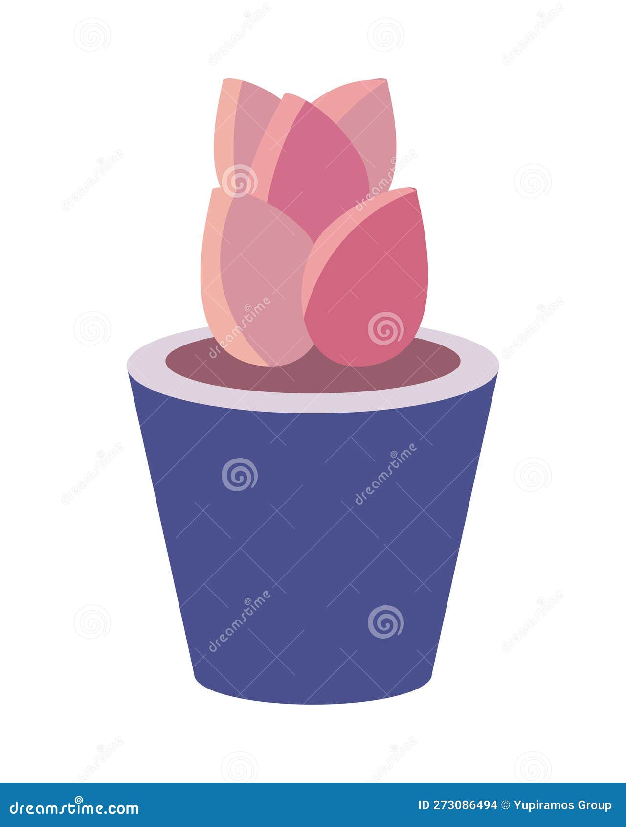 Flat rose pot stock vector. Illustration of flora, flower - 273086494