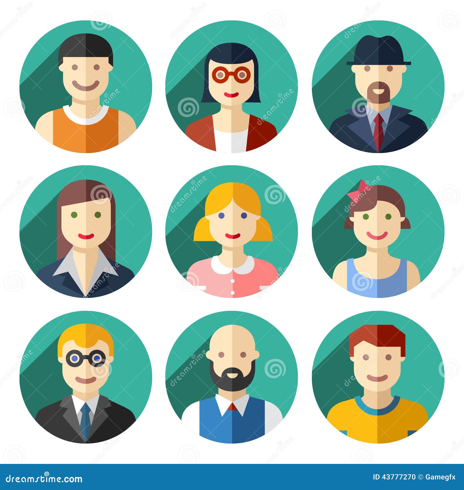 Flat Round Avatar Icons, Faces, People Icons Stock Vector ...