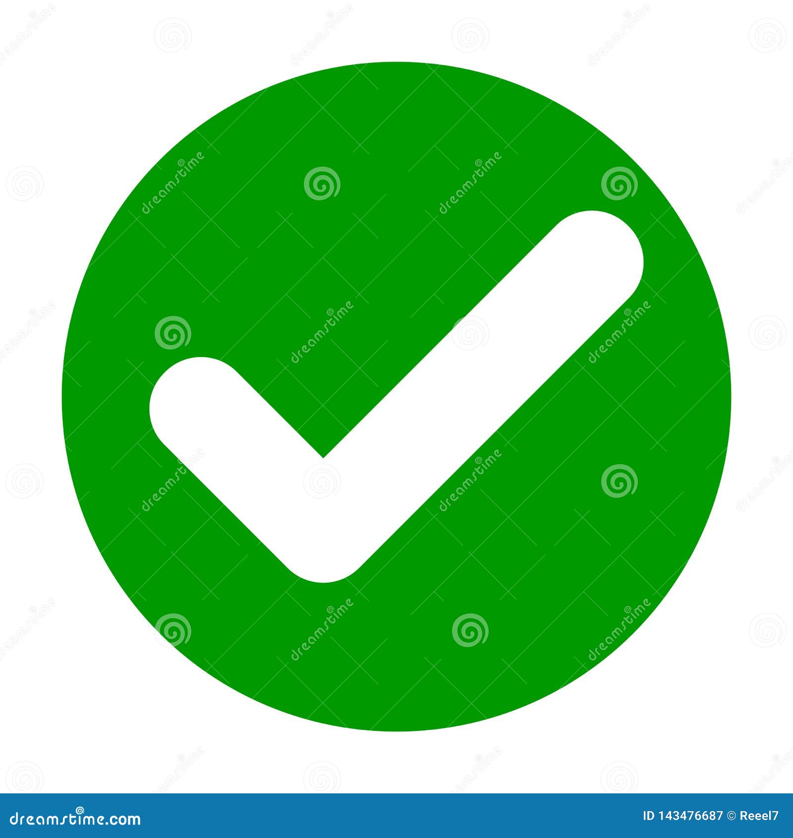 Flat Round Check Mark Green Icon, Button. Tick Symbol Isolated on White ...