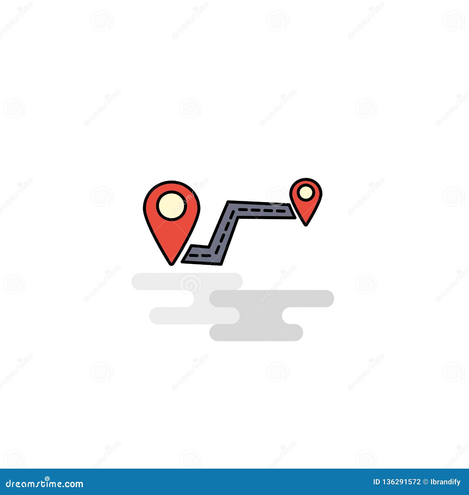 Flat Route Icon. Vector stock vector. Illustration of guide - 136291572