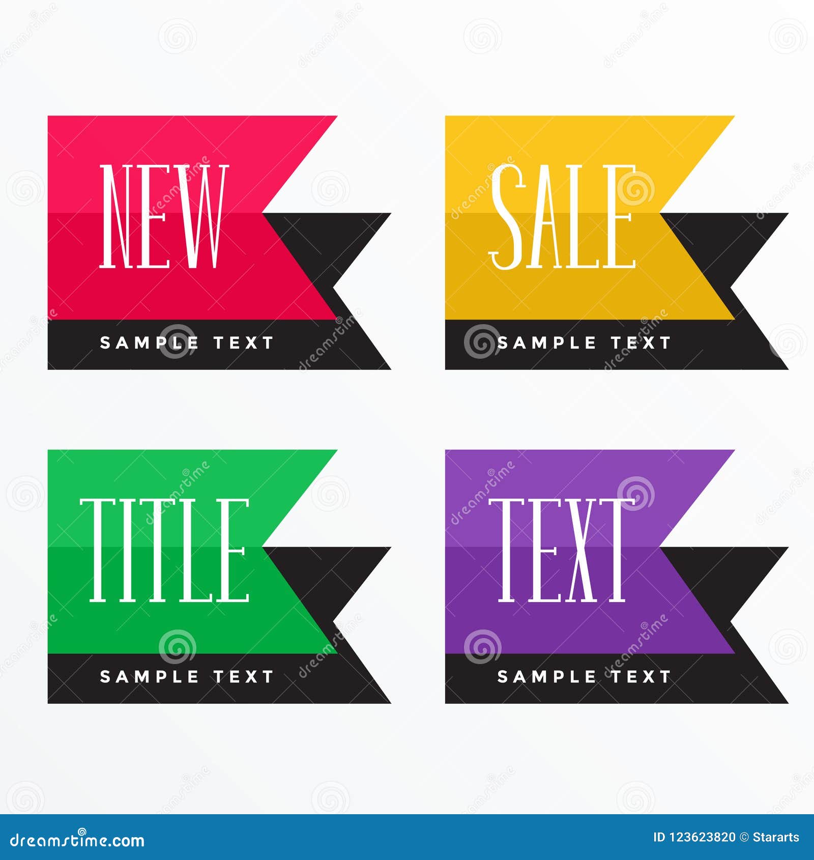 Flat Sale and Offer Ribbon Banner Stock Vector - Illustration of ...