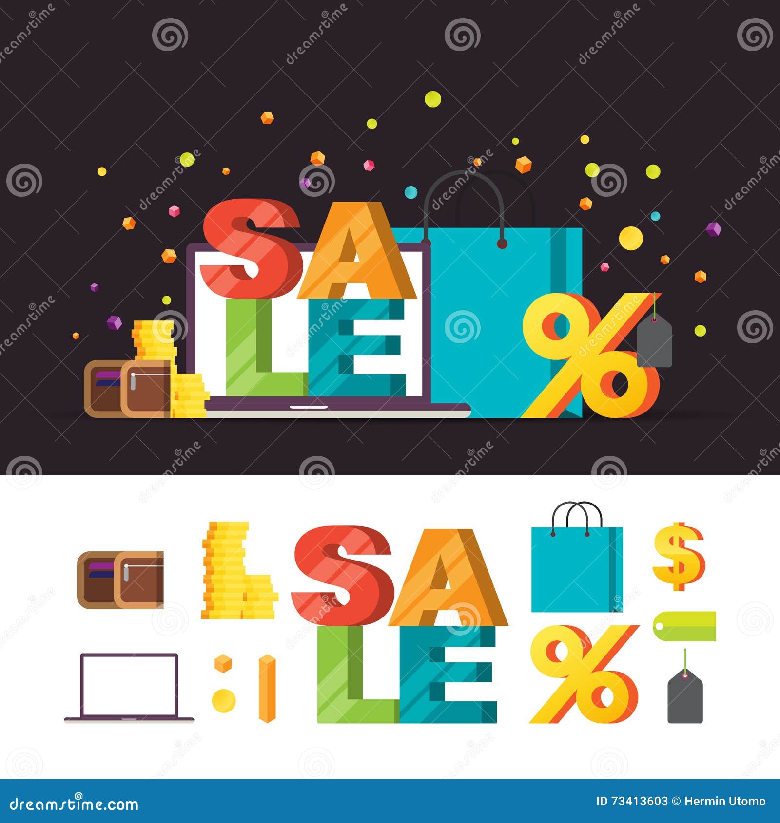 Flat Sale Signs stock vector. Illustration of discount - 73413603