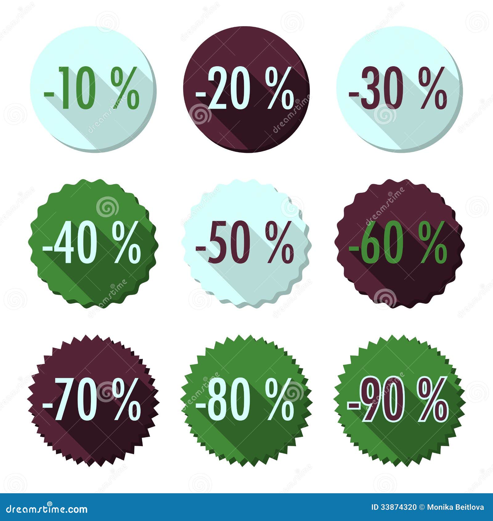 Flat sales buttons stock vector. Illustration of long - 33874320