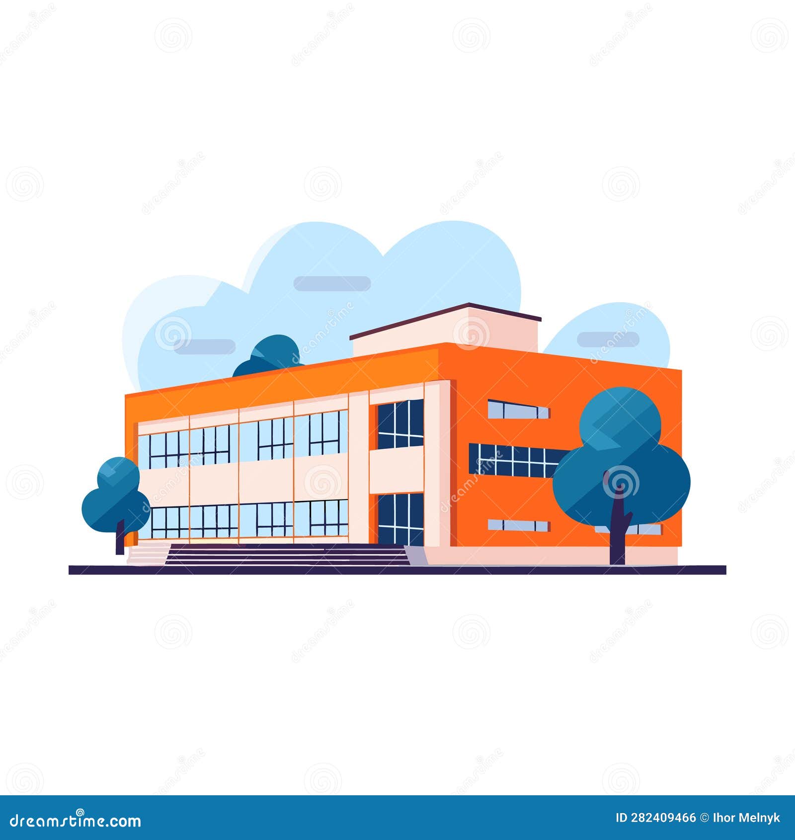 Flat school building stock illustration. Illustration of college ...