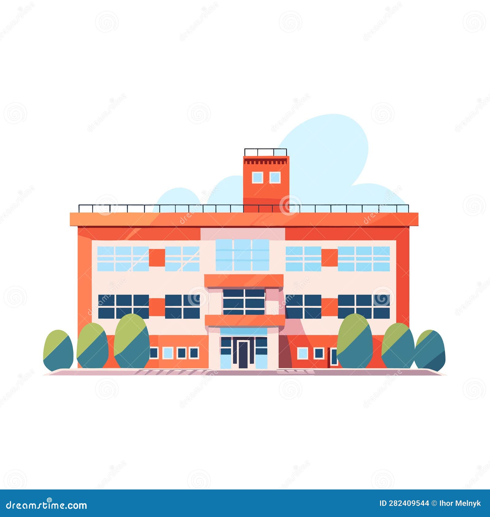 Flat school building stock vector. Illustration of house - 282409544