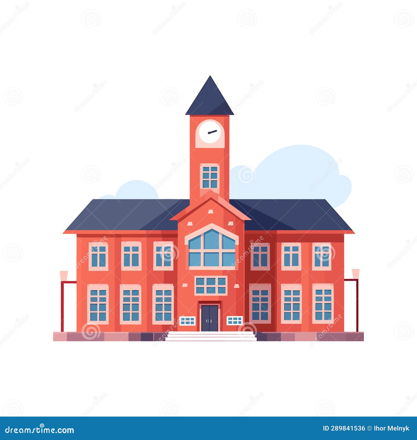 Flat school building stock vector. Illustration of student - 289841536