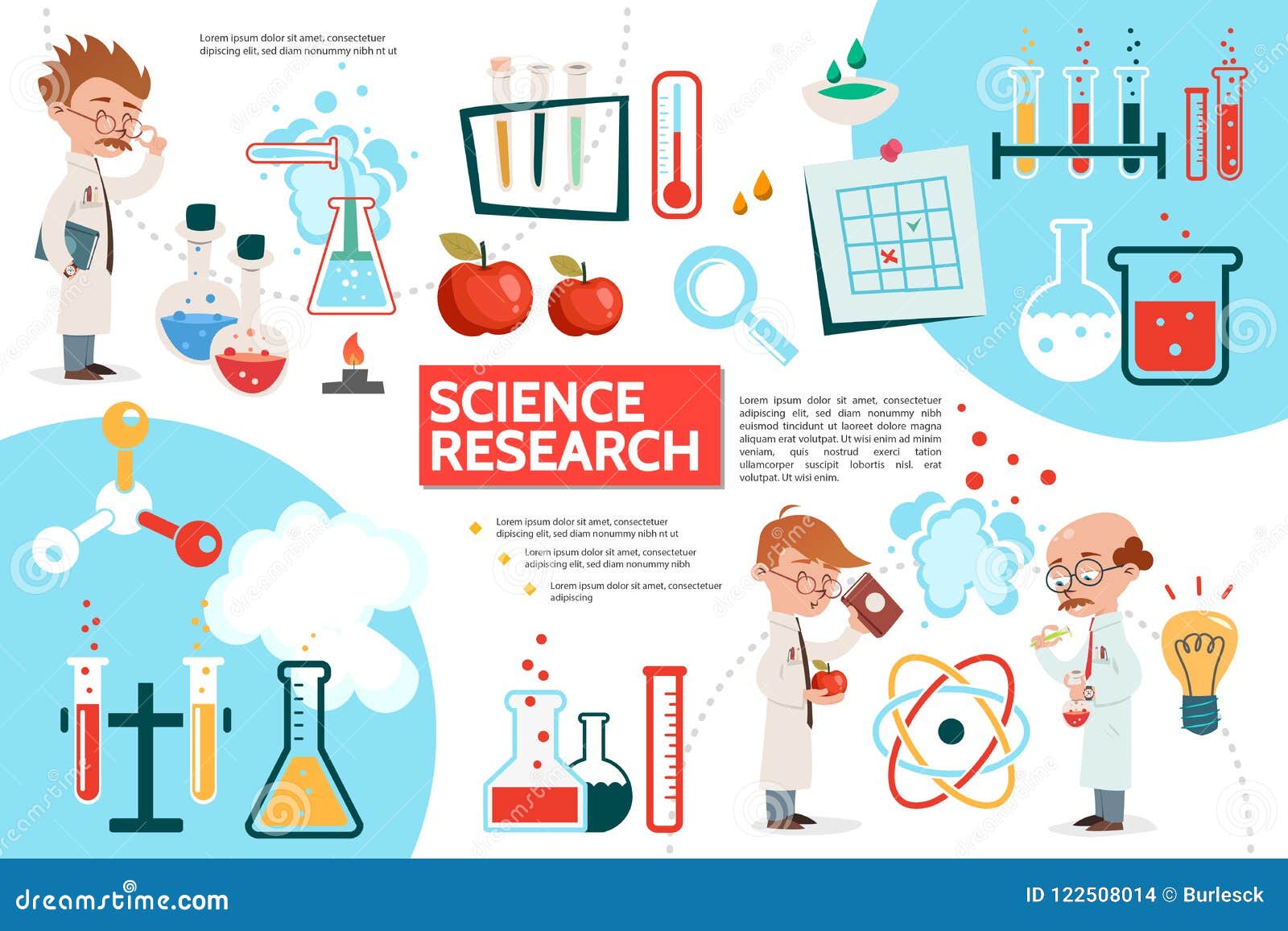 Flat Science Infographic Template Stock Vector - Illustration of apple ...
