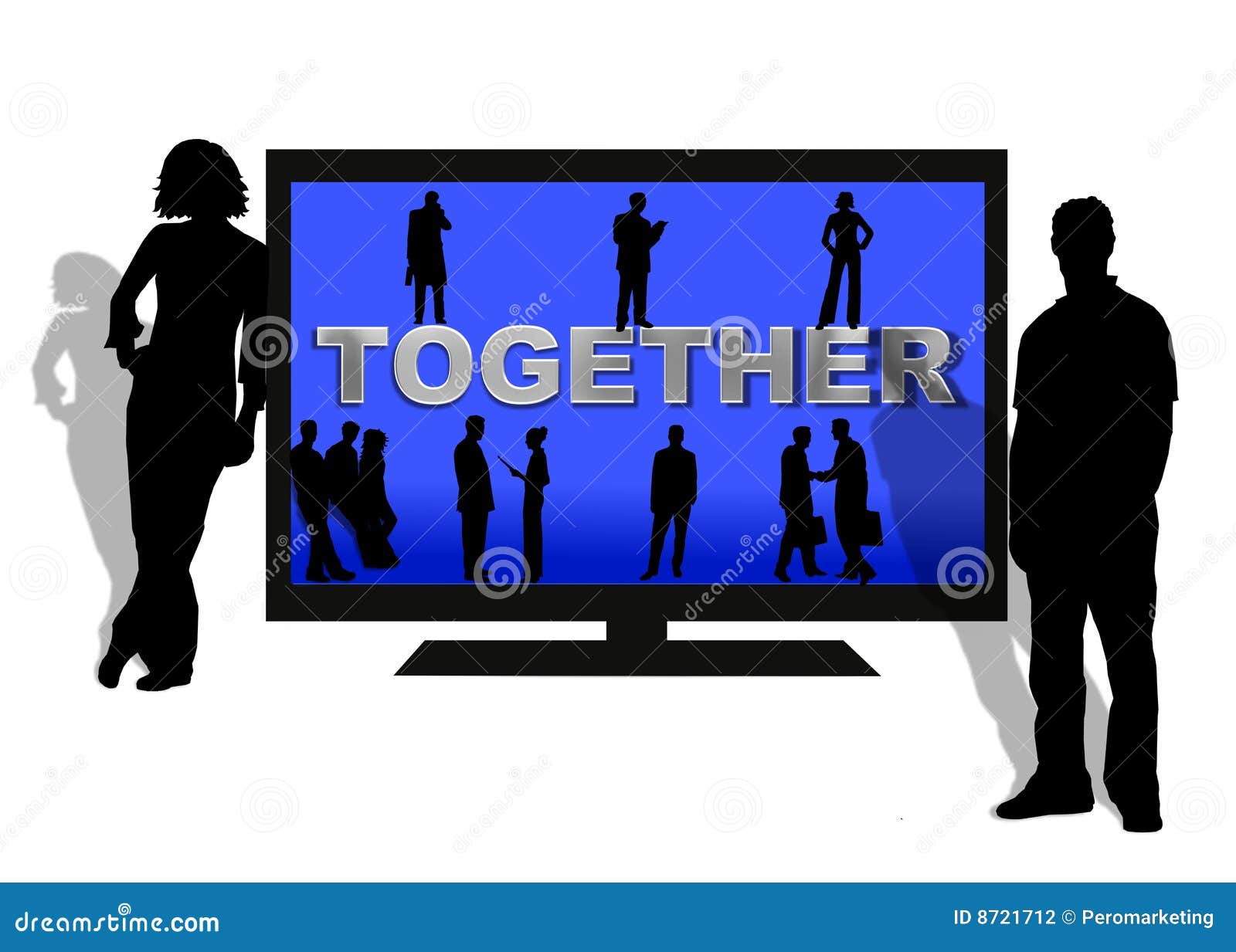 Flat screen with people stock illustration. Illustration of design ...