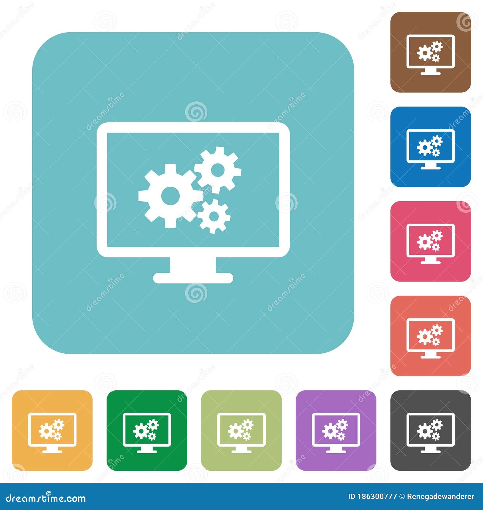 Flat screen settings icons stock vector. Illustration of monitor ...
