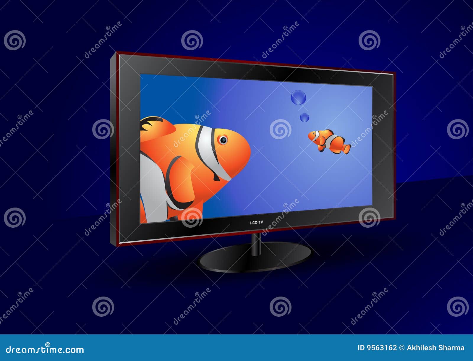 Flat Screen Tv with Fishes on the Screen Stock Vector - Illustration of ...