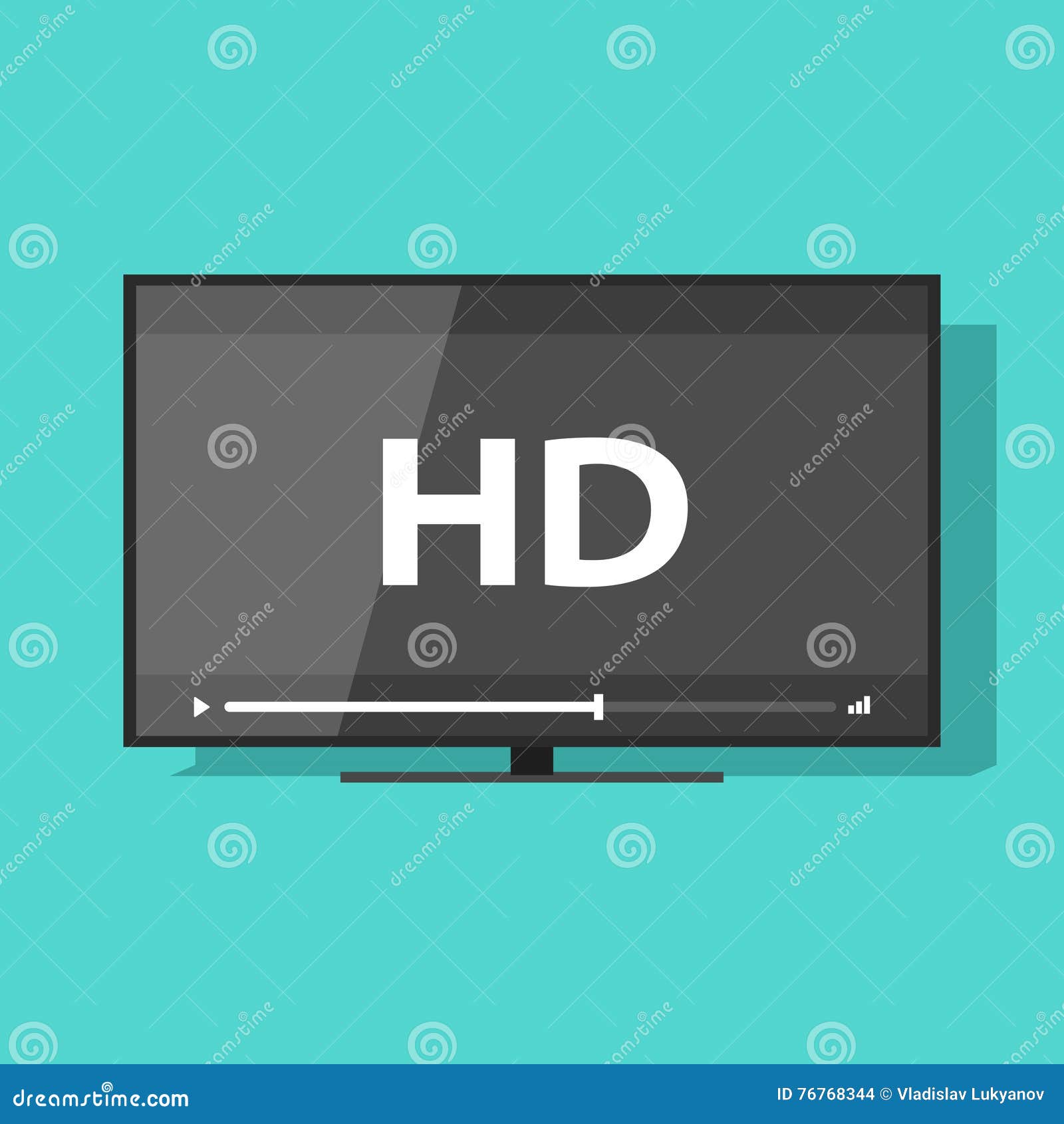 Flat Screen Tv with HD Video Label Vector Icon Stock Vector ...