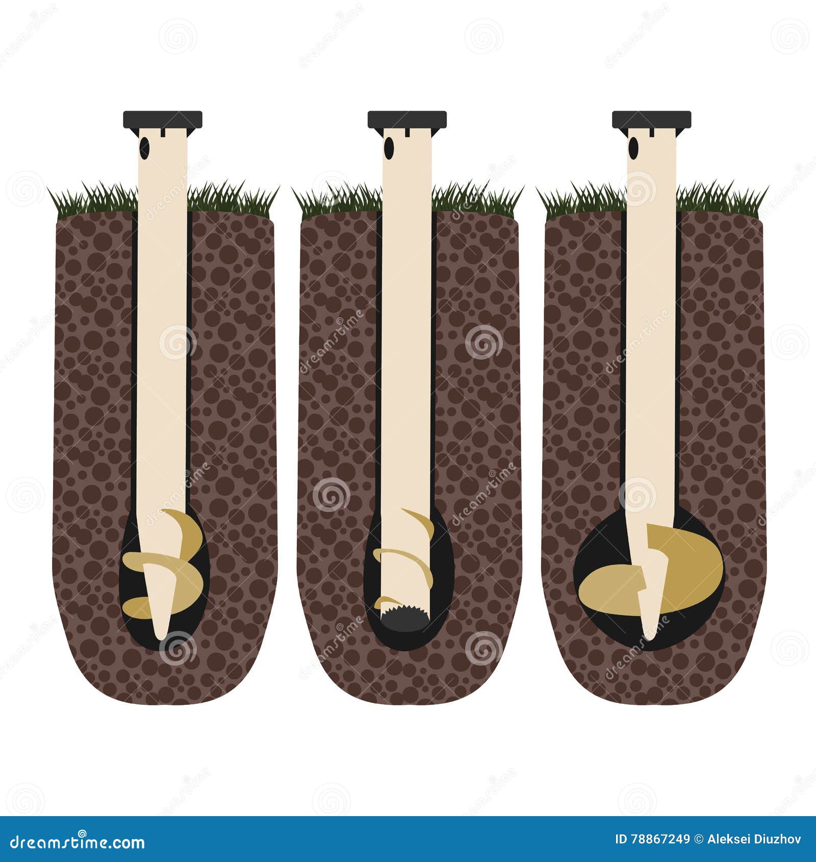 Flat piles in the ground stock illustration. Illustration of mechanical ...
