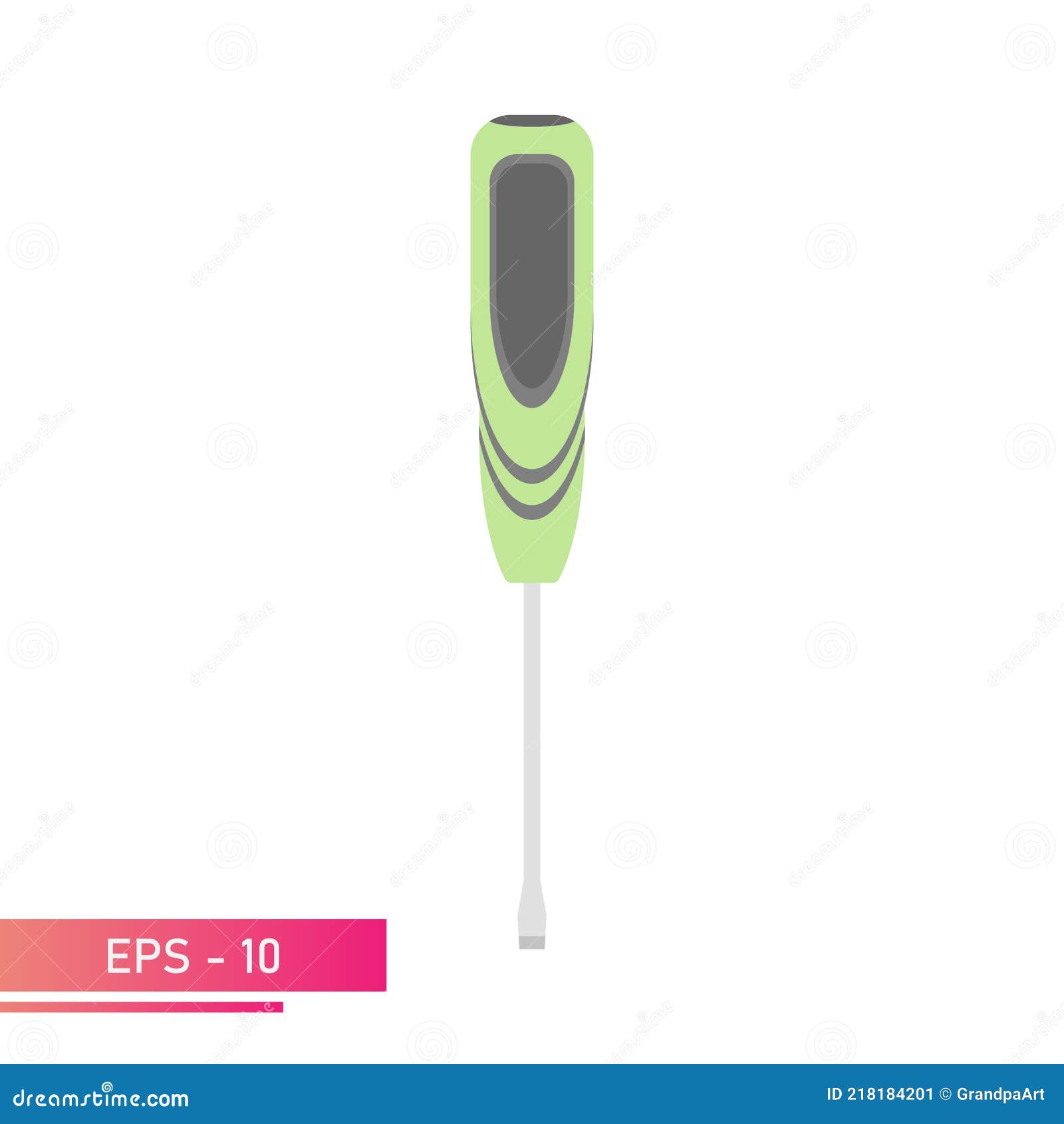 A Flat Screwdriver with a Green Handle and Black Rubber Elements ...