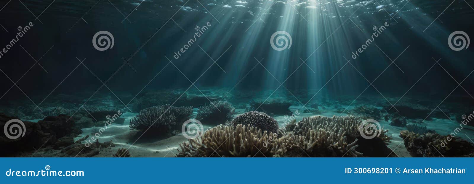 The Flat Seabed is Illuminated by the Rays of the Sun Stock ...