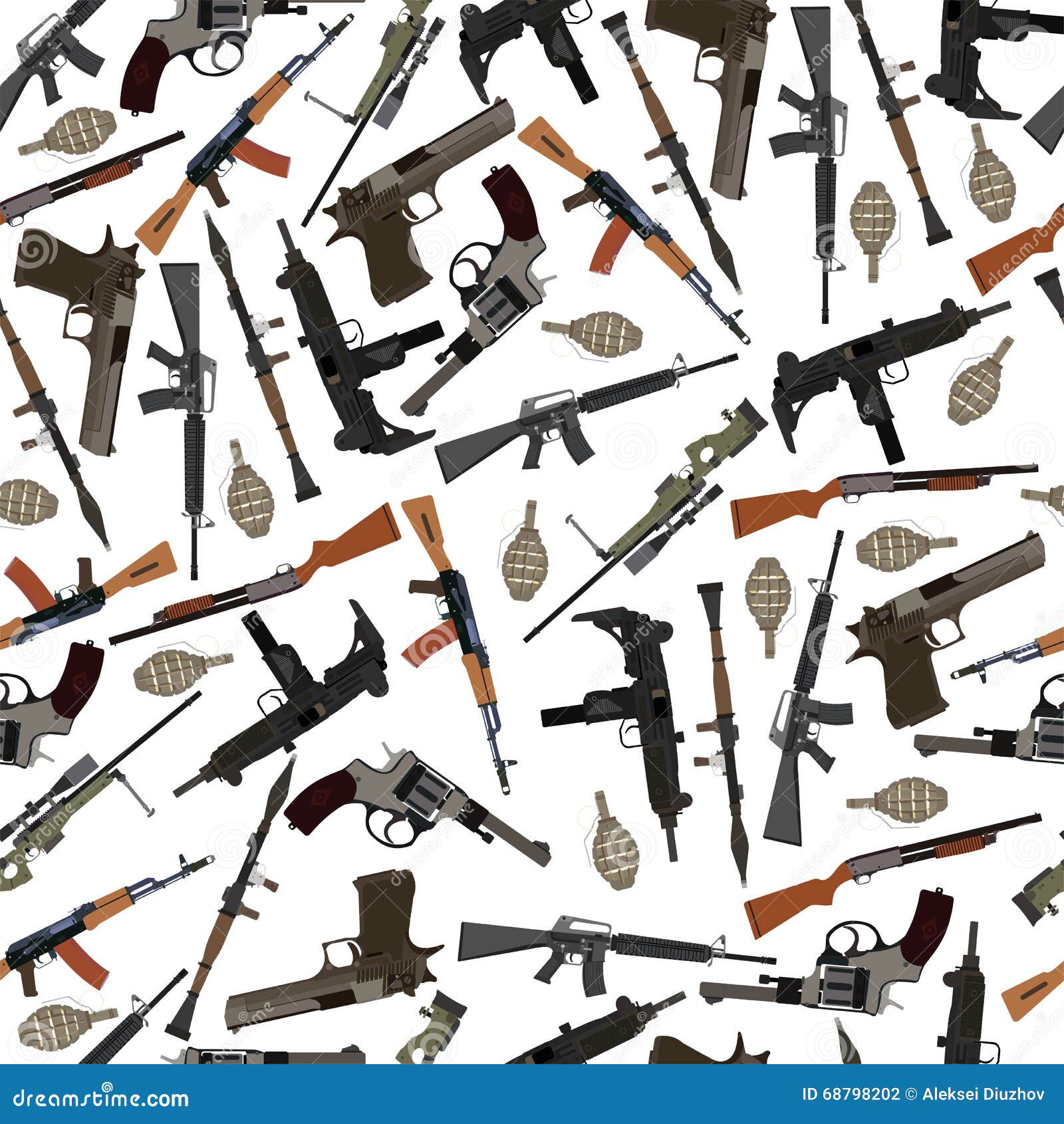 Flat Seamless Pattern Weapons Stock Illustration - Illustration of ...