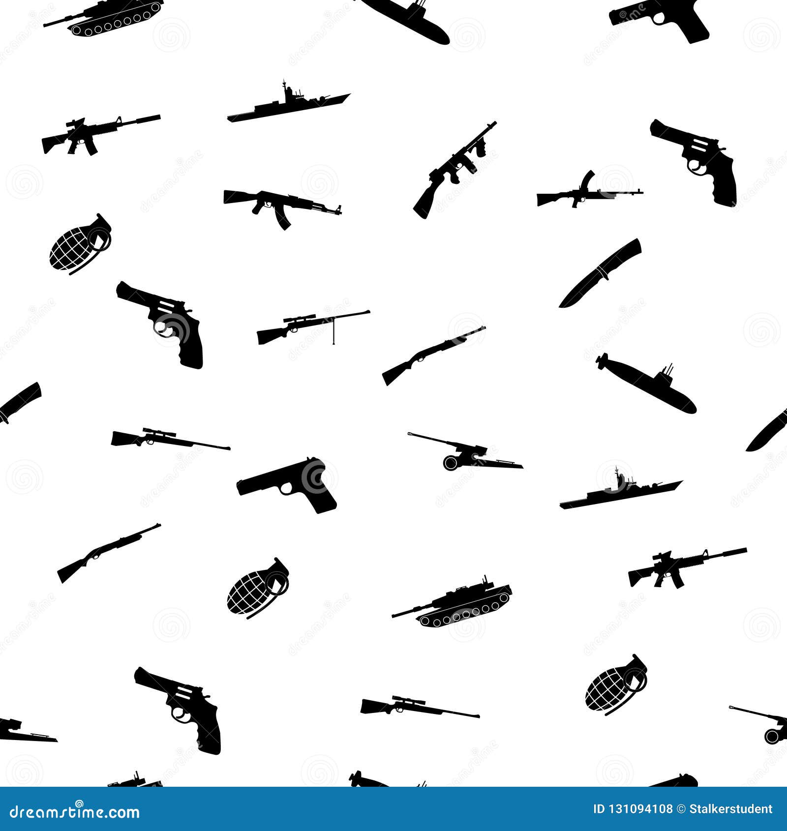Flat Seamless Pattern Weapons in Vector Format Stock Vector ...