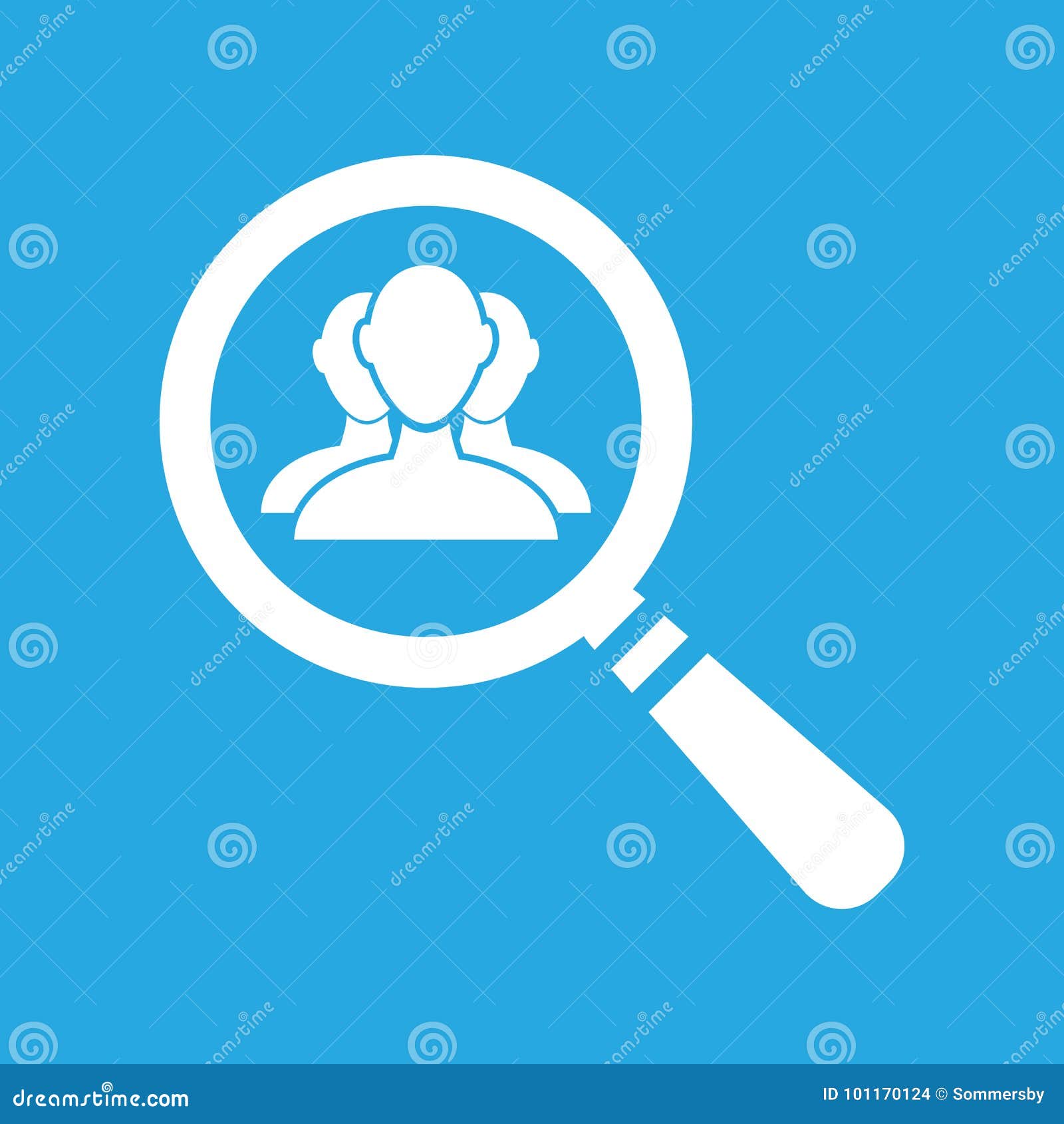 Flat Search Icon with User Group People Stock Vector - Illustration of ...
