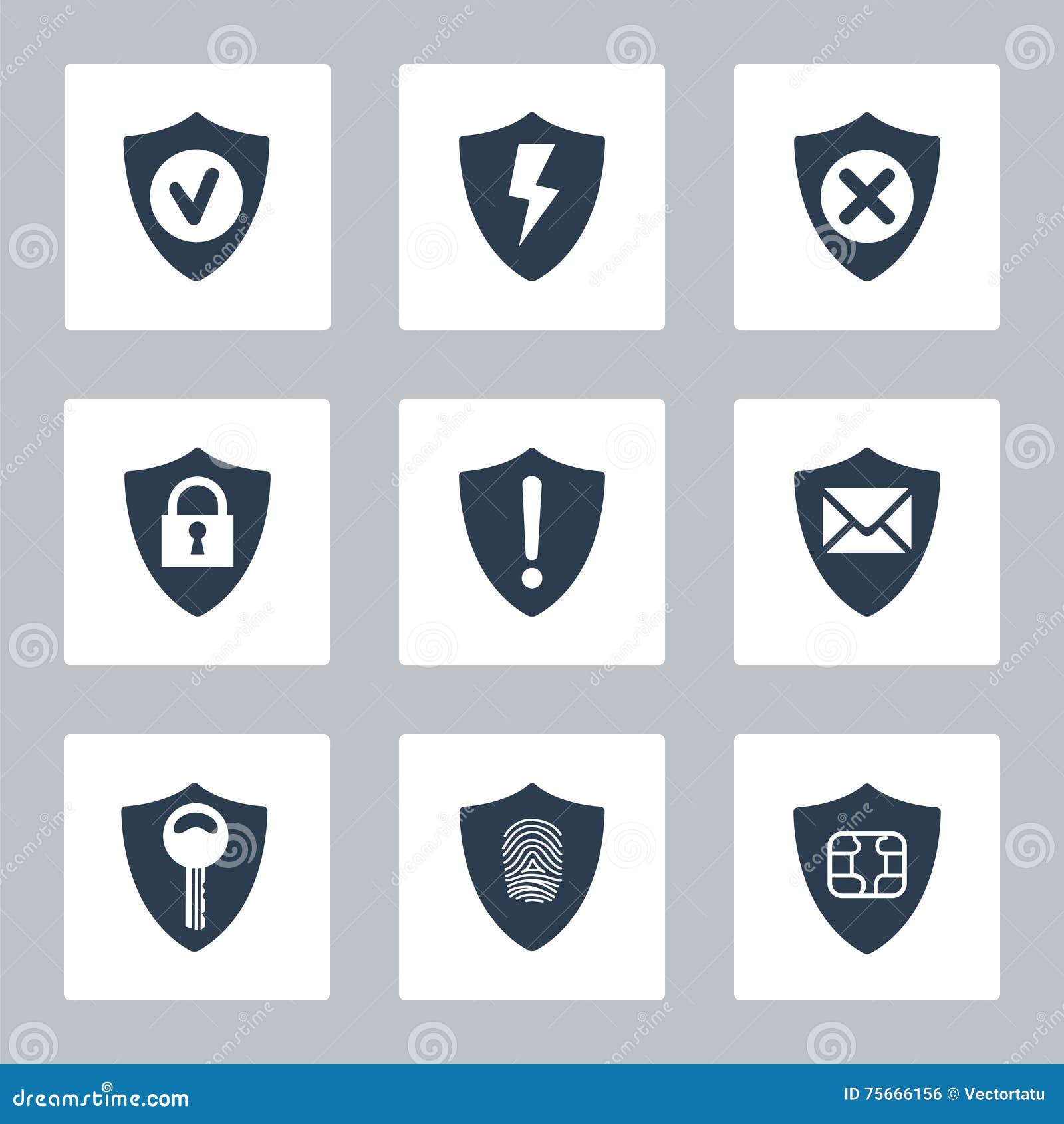 Flat security icons set stock vector. Illustration of interface - 75666156