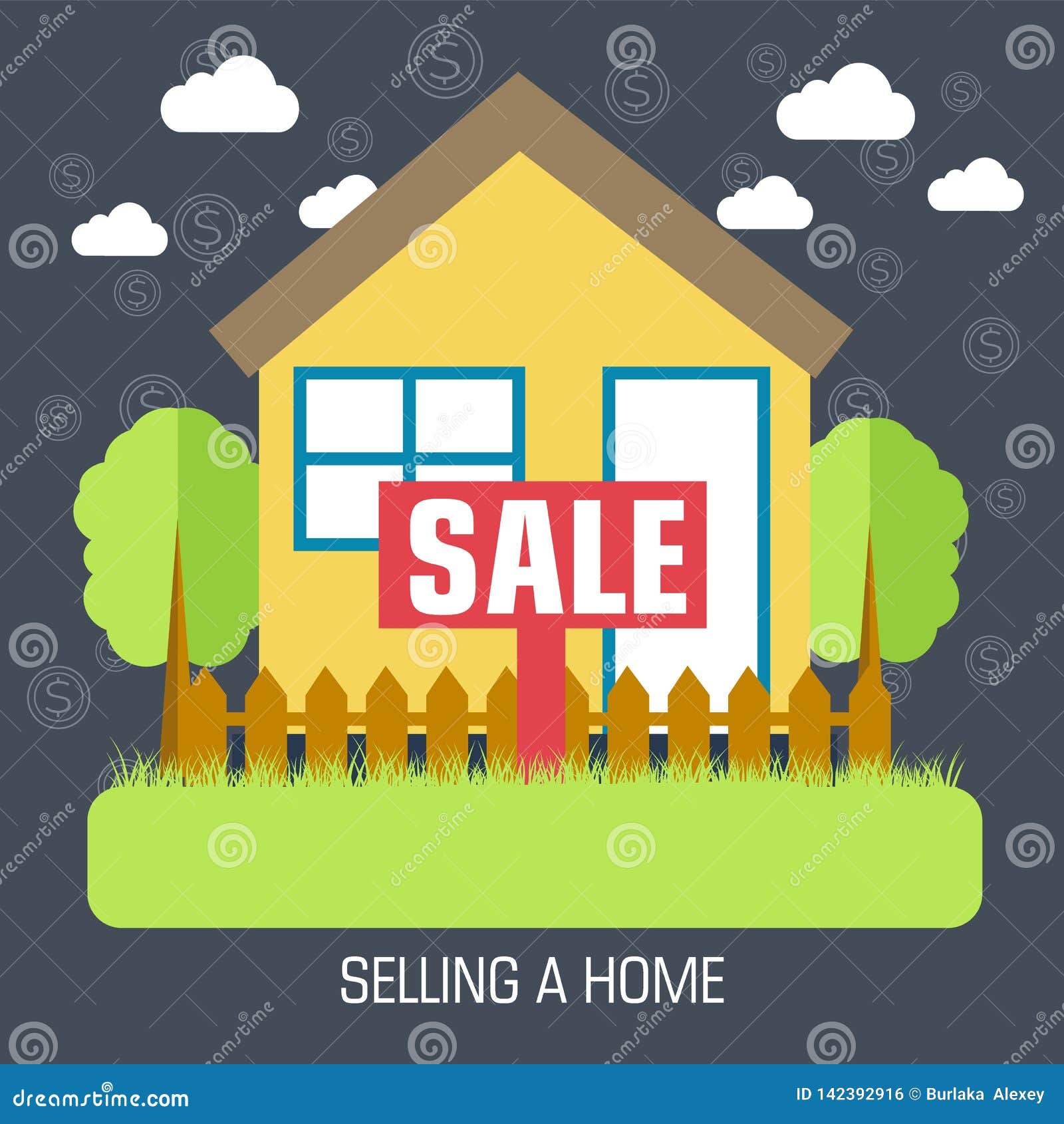 Flat Selling a Home Background Design Concept. Vector Illustration ...