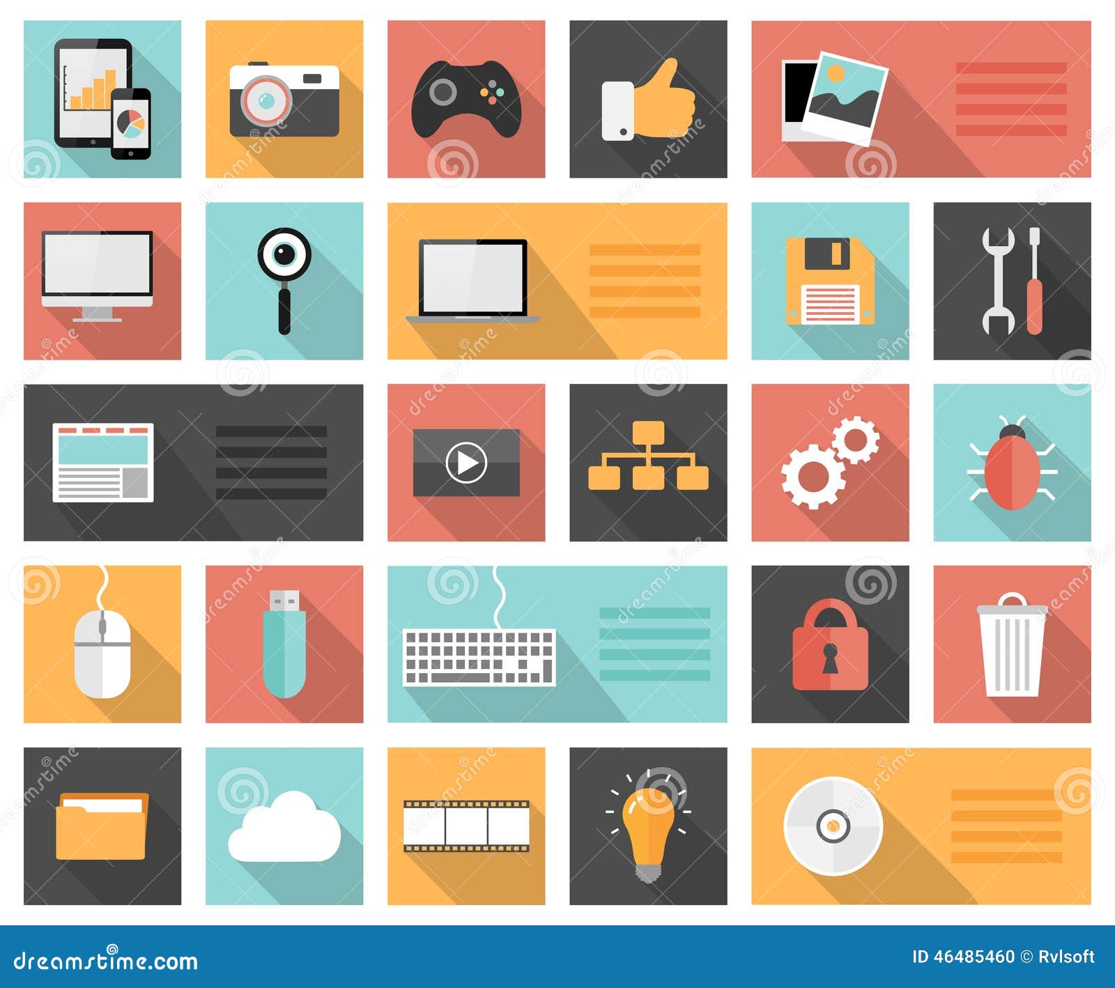 Flat 25 Seo, Development, Social Media and Computer Icons Stock Vector ...