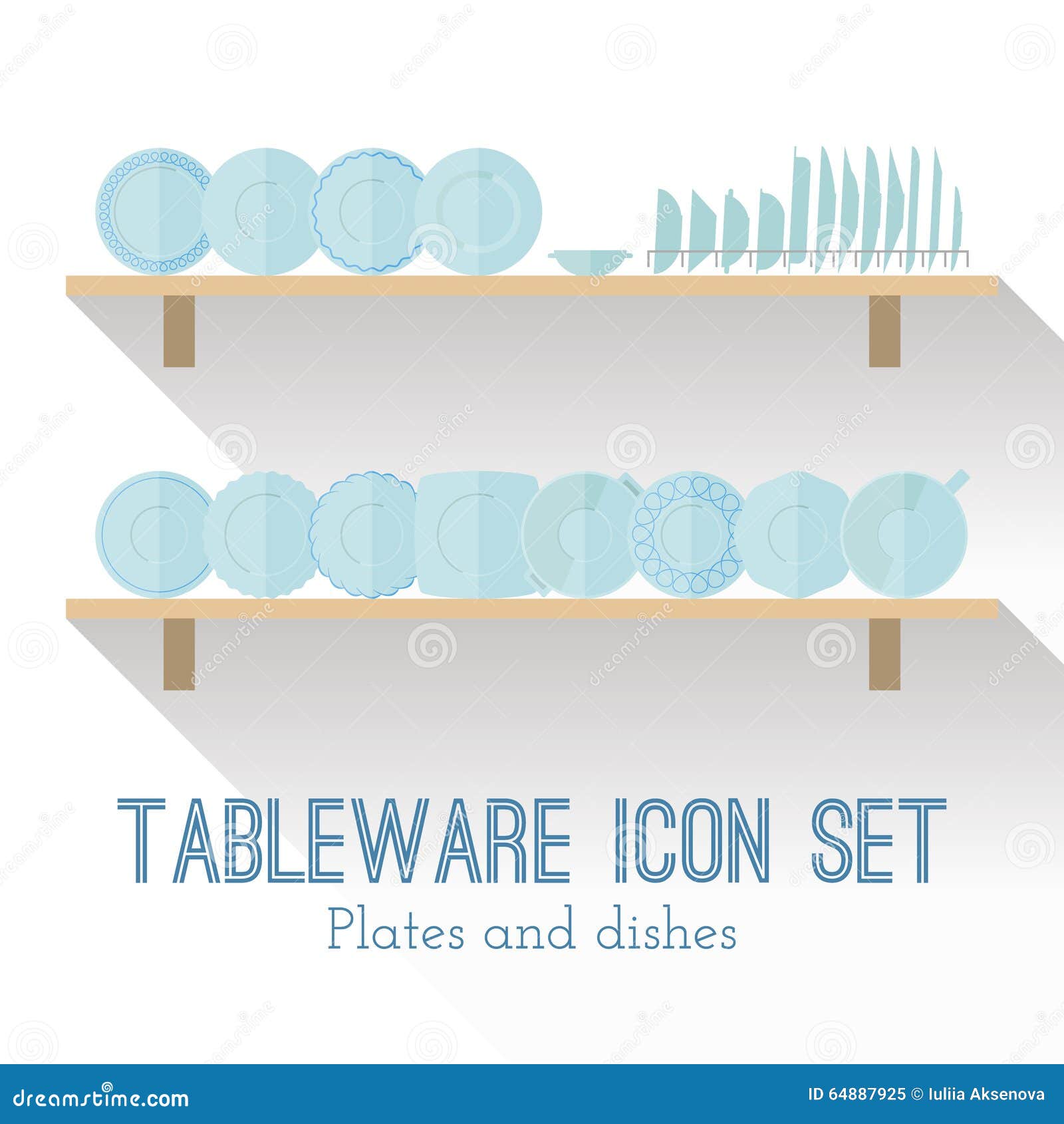 Flat Set of Different Icons Plates Stock Vector - Illustration of ...
