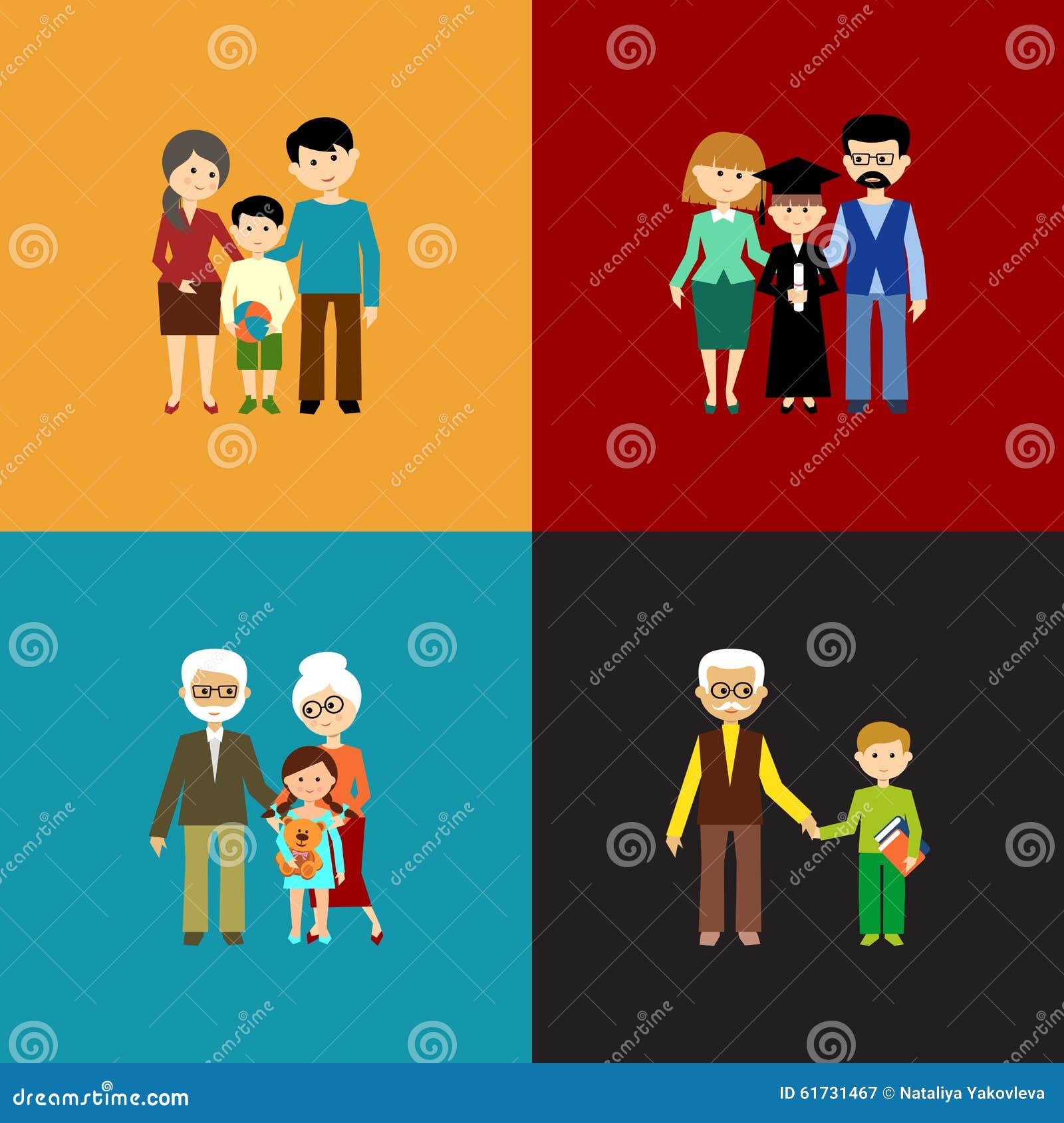 Flat set of family life stock vector. Illustration of parent - 61731467