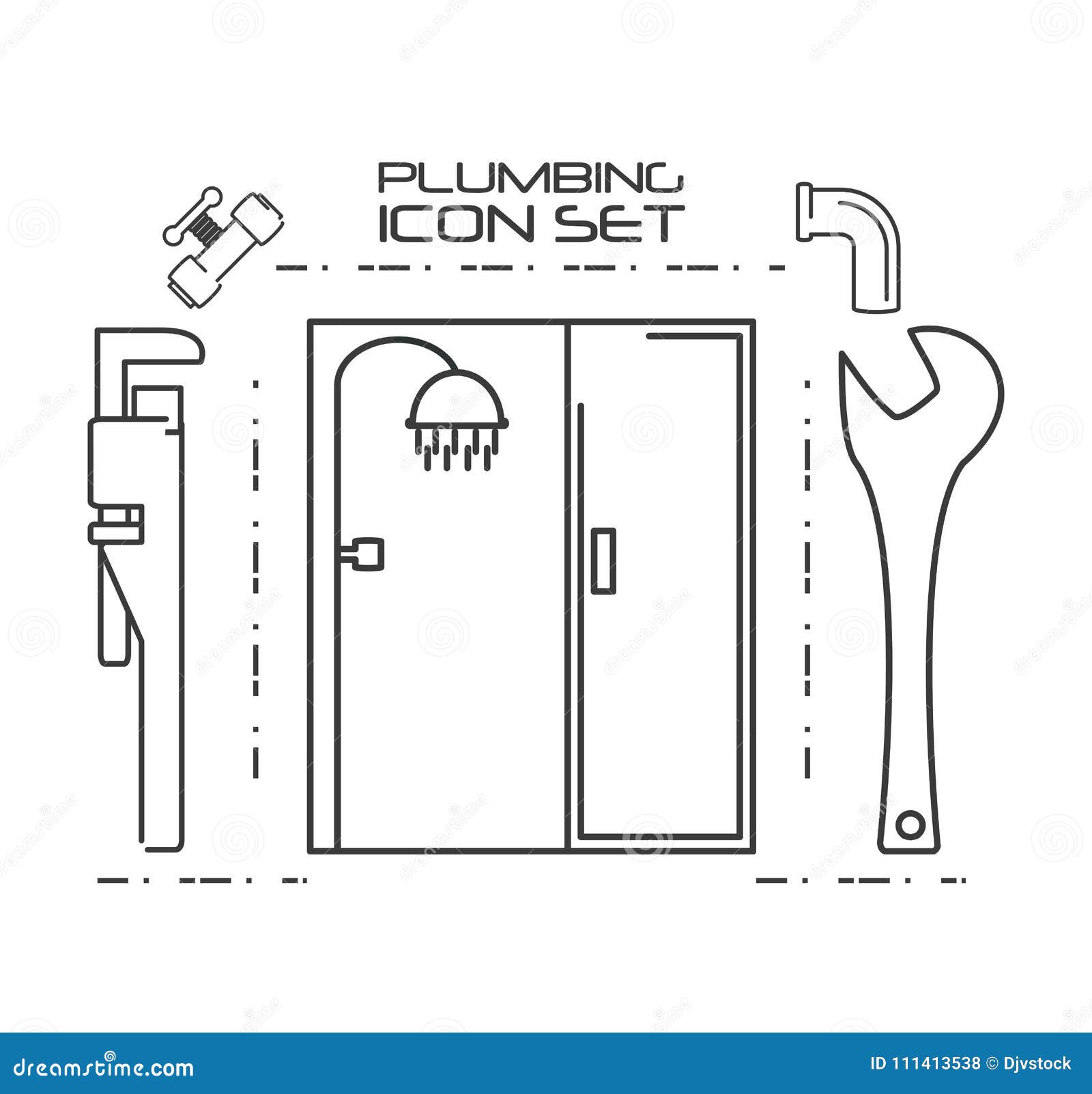 Flat Set Icon Bathroom and Tools Plumbing Stock Vector - Illustration ...