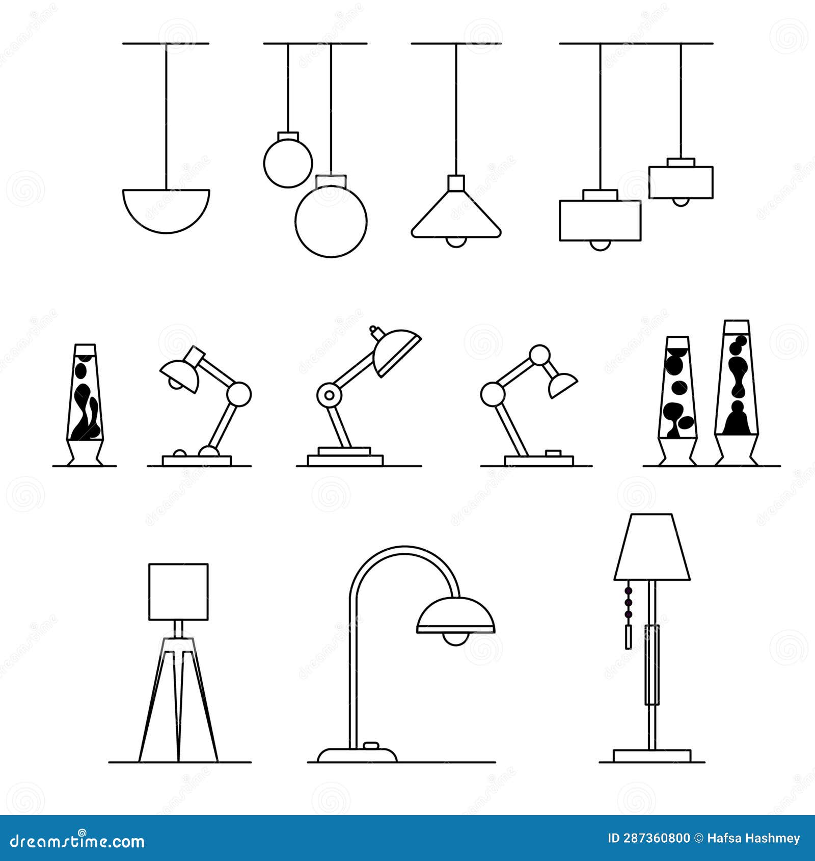 Flat Set of Interior Light Graphics Stock Photo - Illustration of wheel ...