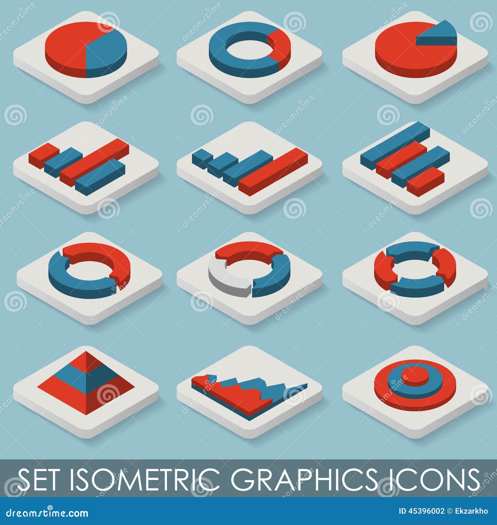 Flat Set Isometric Graphics Icons. Infographics Stock Vector ...