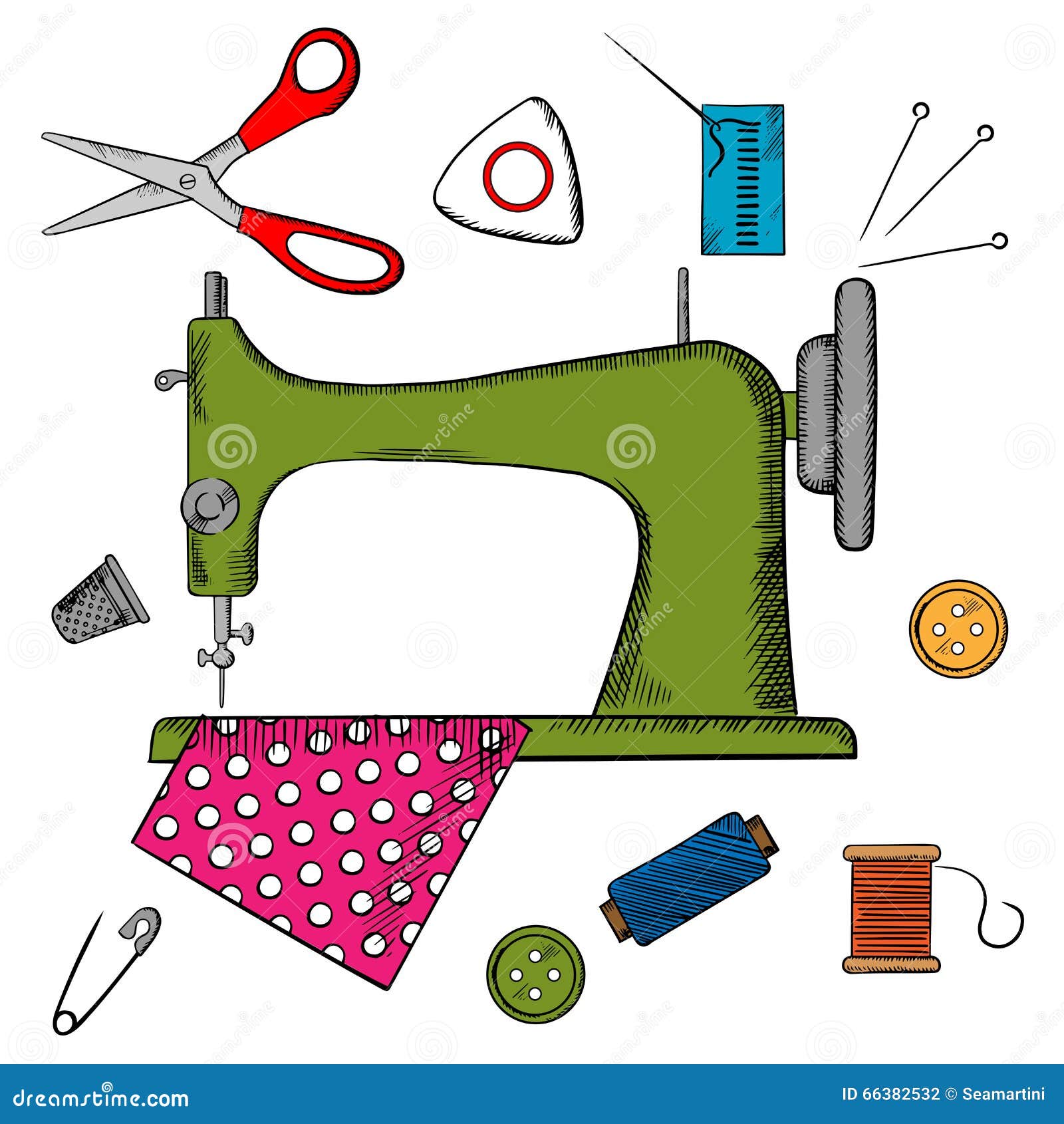 Flat Sewing Icons and Machine Stock Vector - Illustration of ...
